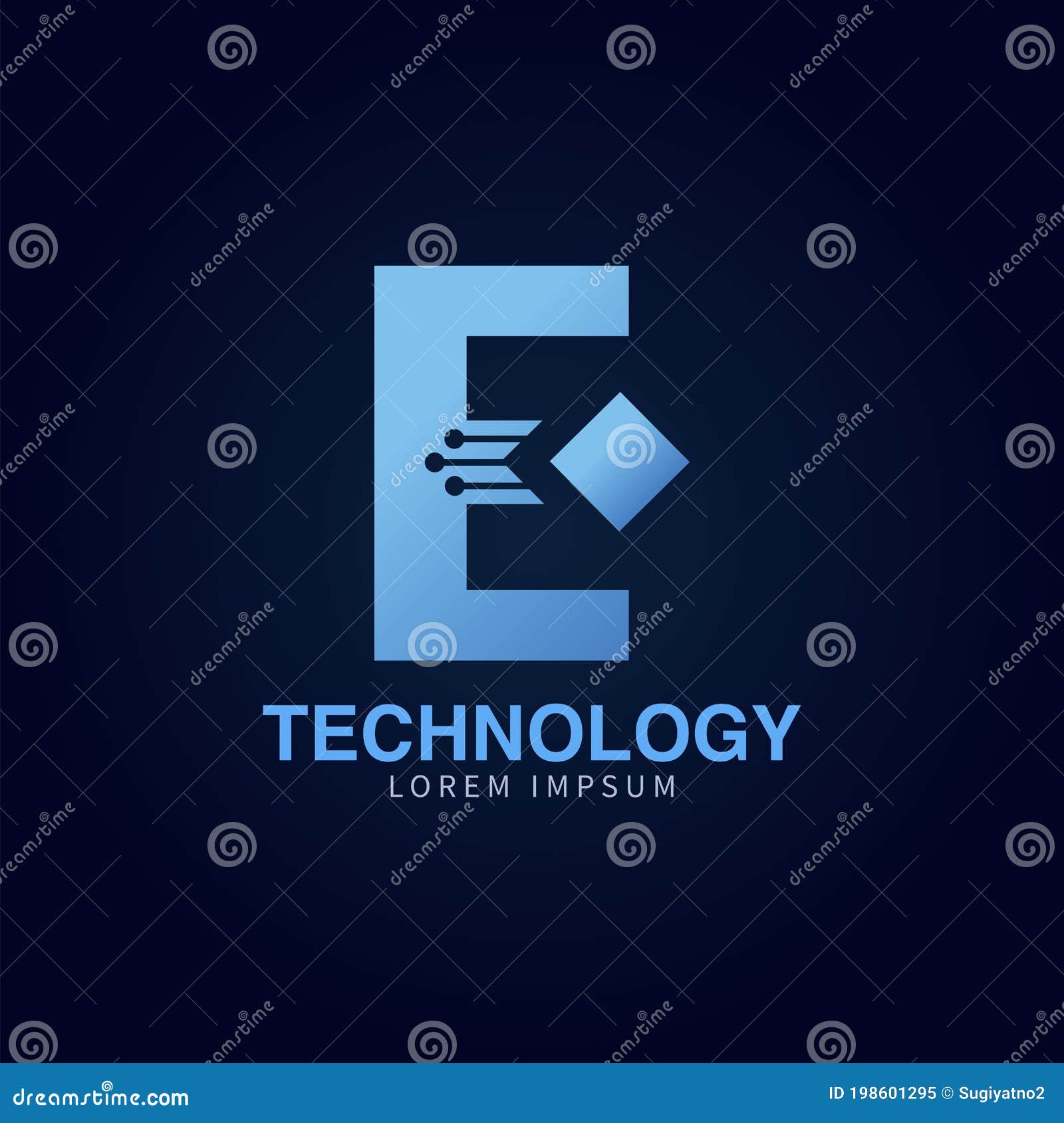 Letter E Logotype Blue Color,Technology and Digital Abstract Dot ...
