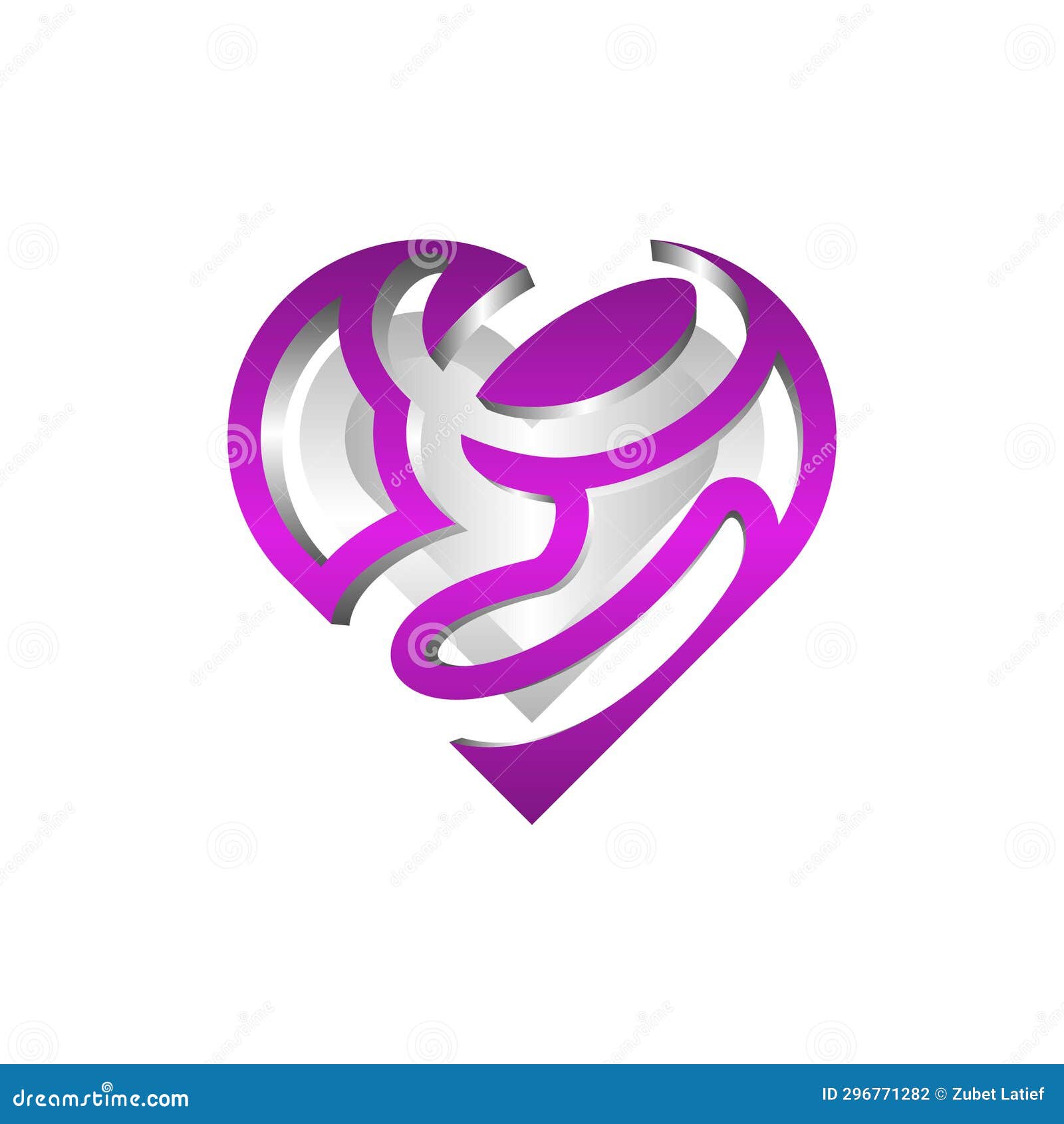 Letter E with Love Logo Design Template, Vector Illustration on a White ...