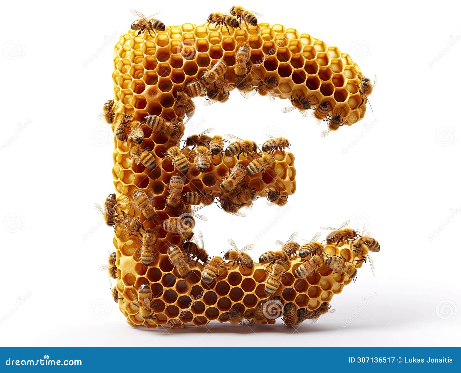 Letter E Made of Honey Comb Stock Illustration - Illustration of ...