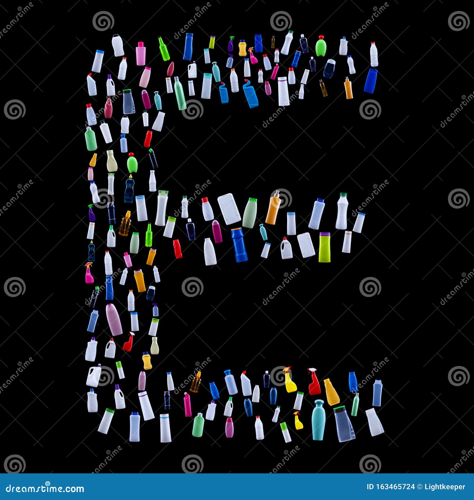 Letter E Made of Plastic Waste Bottles Stock Photo - Image of dump ...