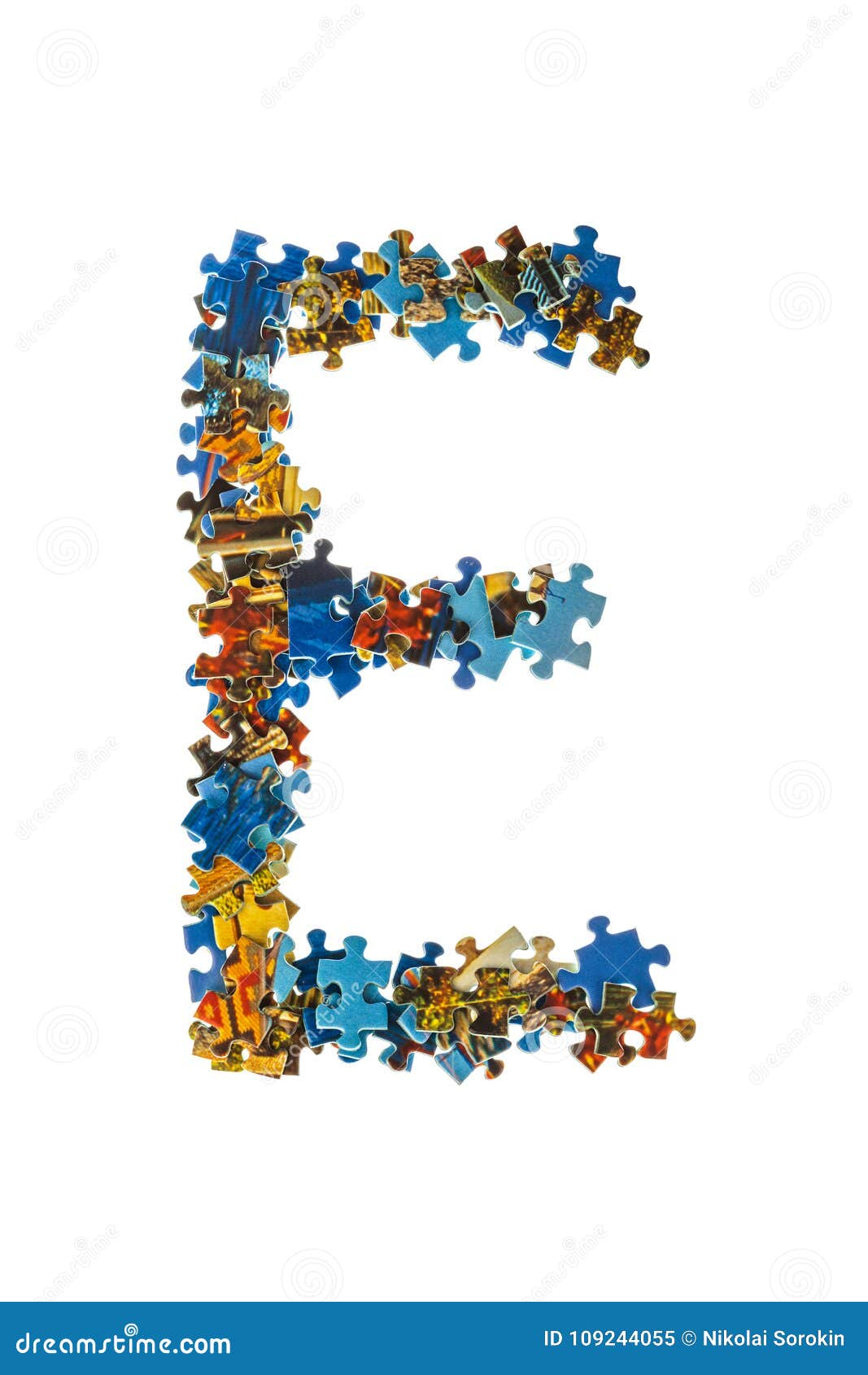 Letter E Made of Puzzle Pieces Stock Image - Image of blue, education ...