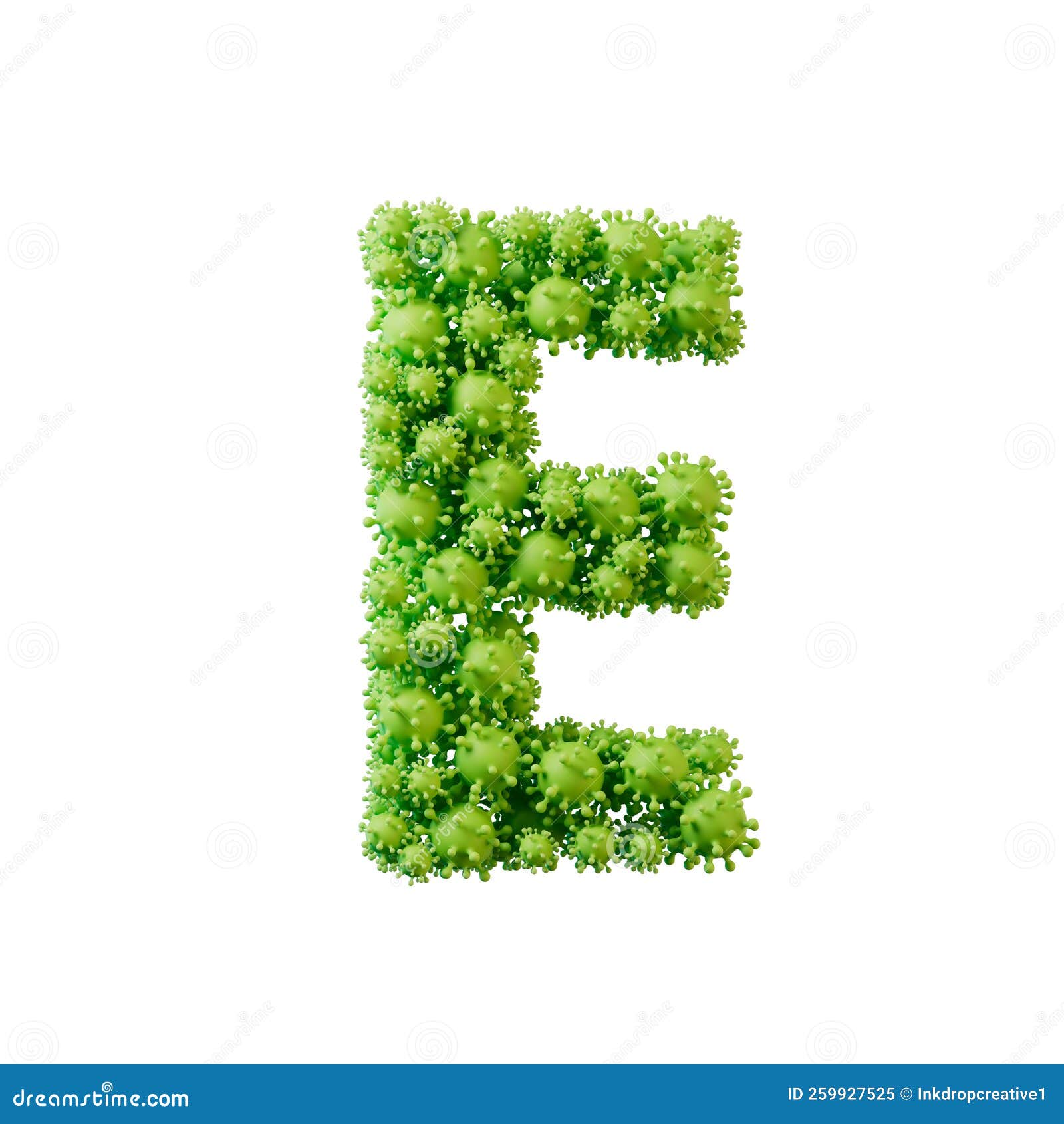 Letter E Made from a Virus Flu and Germ Molecule. 3D Rendering Stock ...