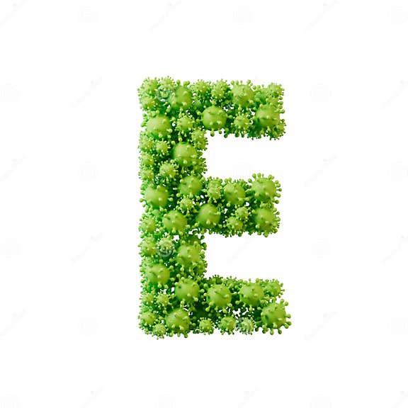 Letter E Made from a Virus Flu and Germ Molecule. 3D Rendering Stock ...