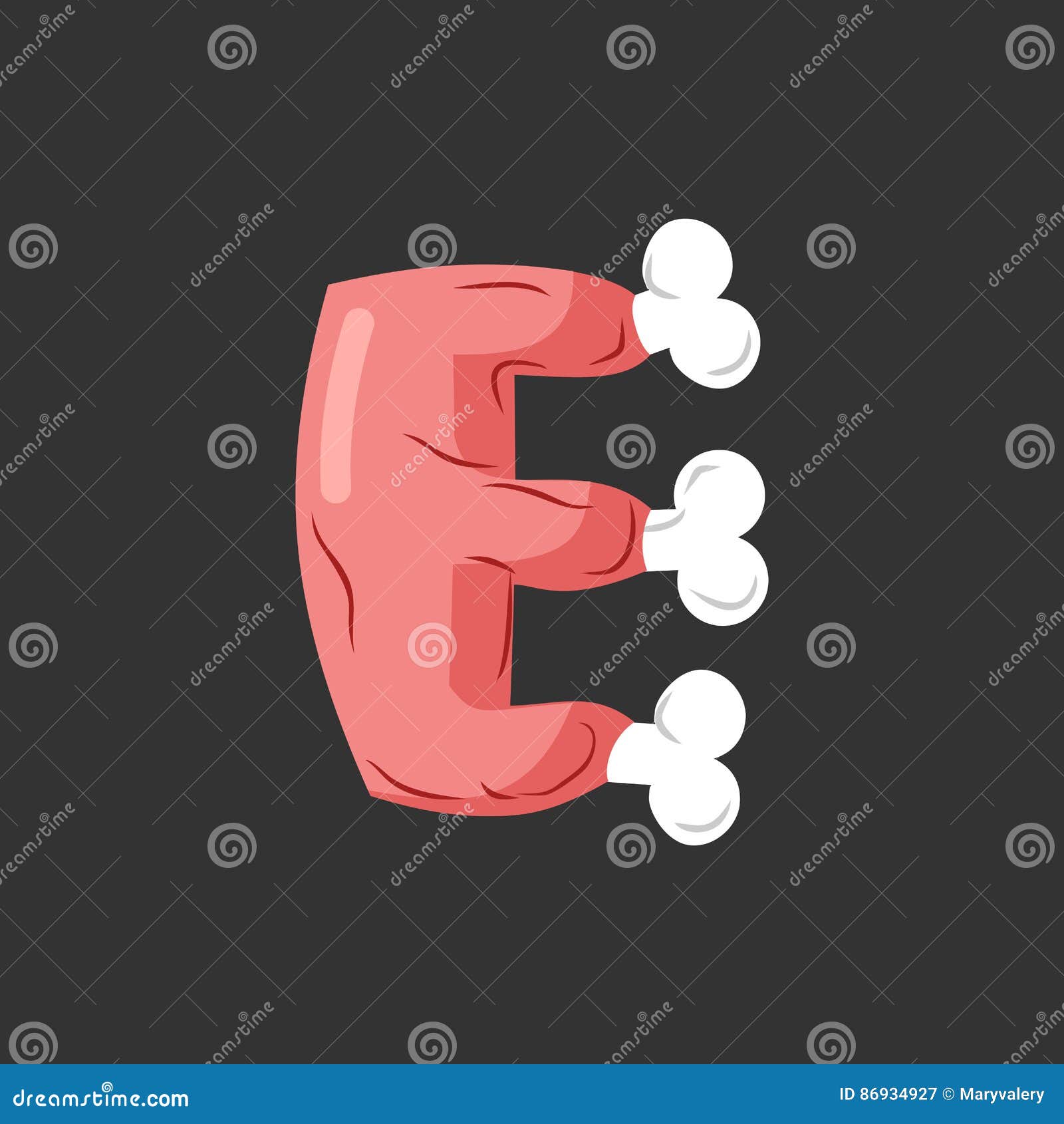 Pork Font Beef Alphabet Meat On Bones Of Lettering Ham Abc Vector