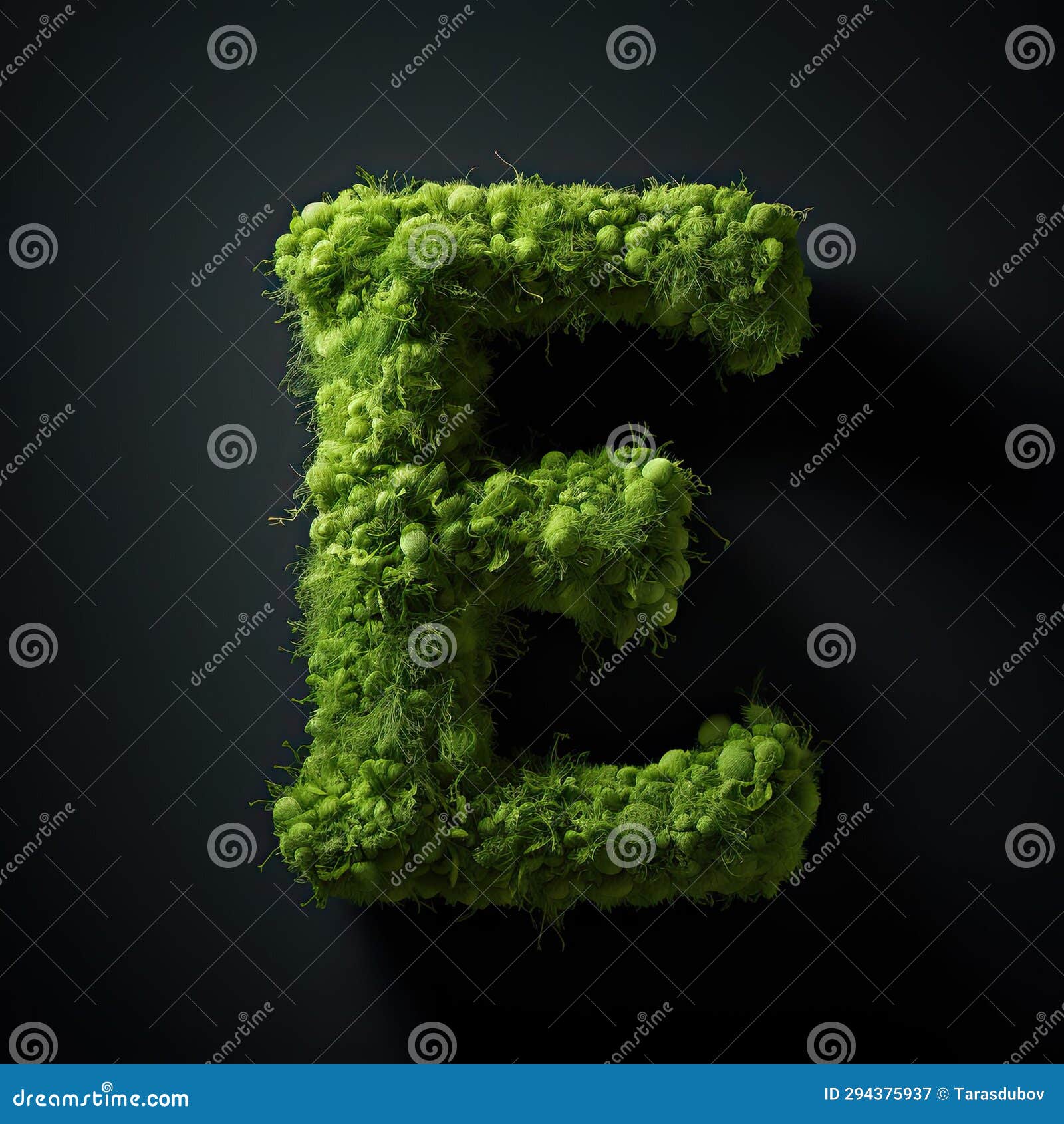 Letter E with Moss. Large Soft Forest Font Stock Illustration ...