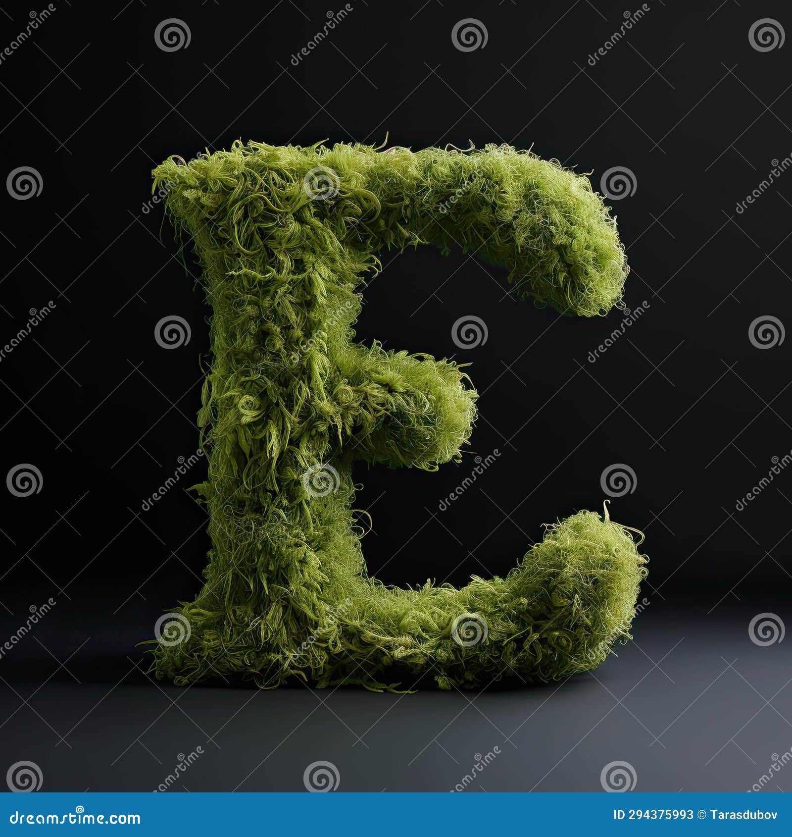 Letter E with Moss. Large Soft Forest Font. Green Typographic Symbol ...