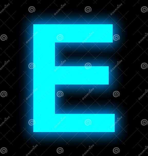 Letter E Neon Light Full Isolated on Black Stock Illustration ...