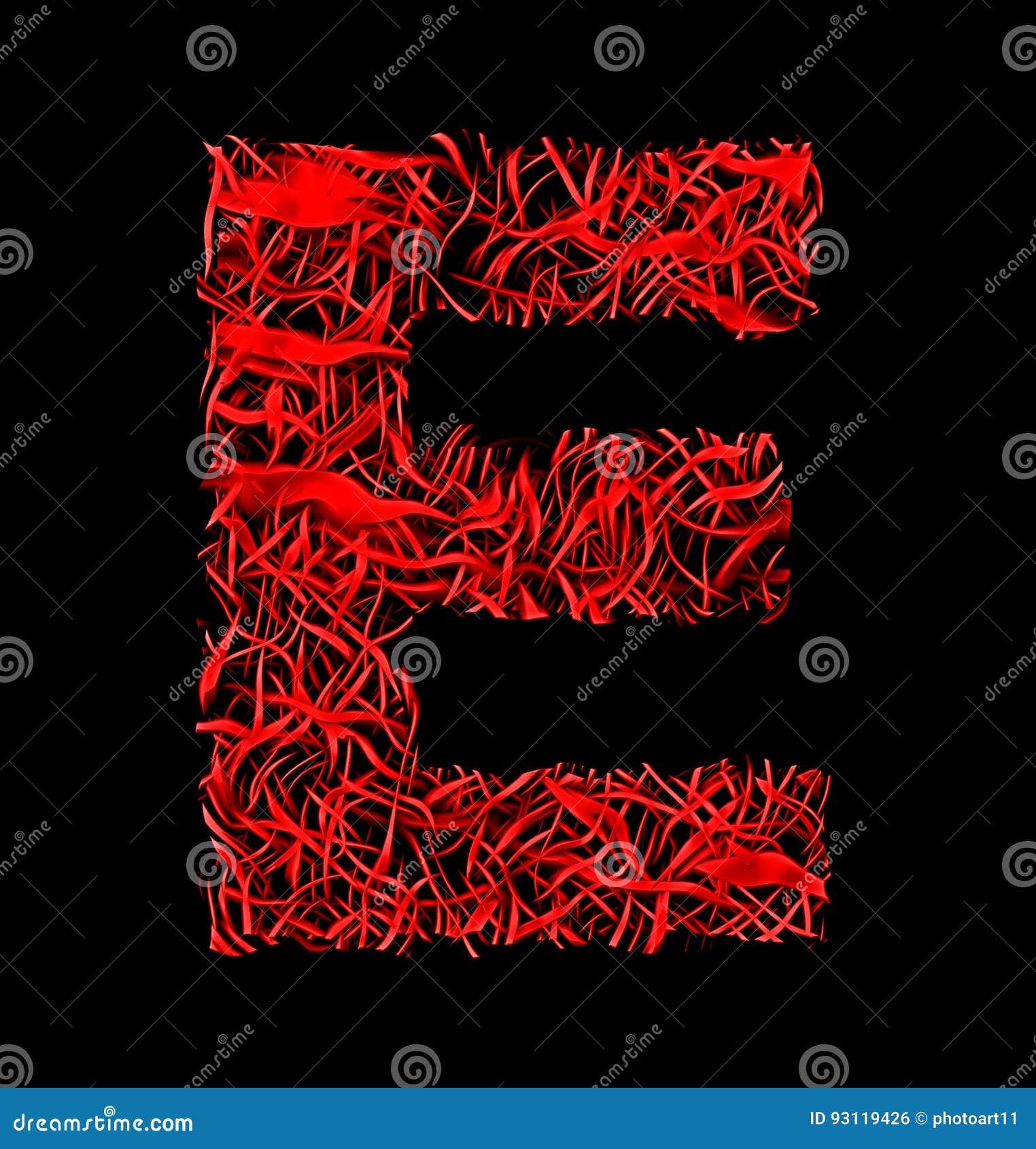 Letter E Red Artistic Fiber Mesh Style Isolated on Black Stock ...