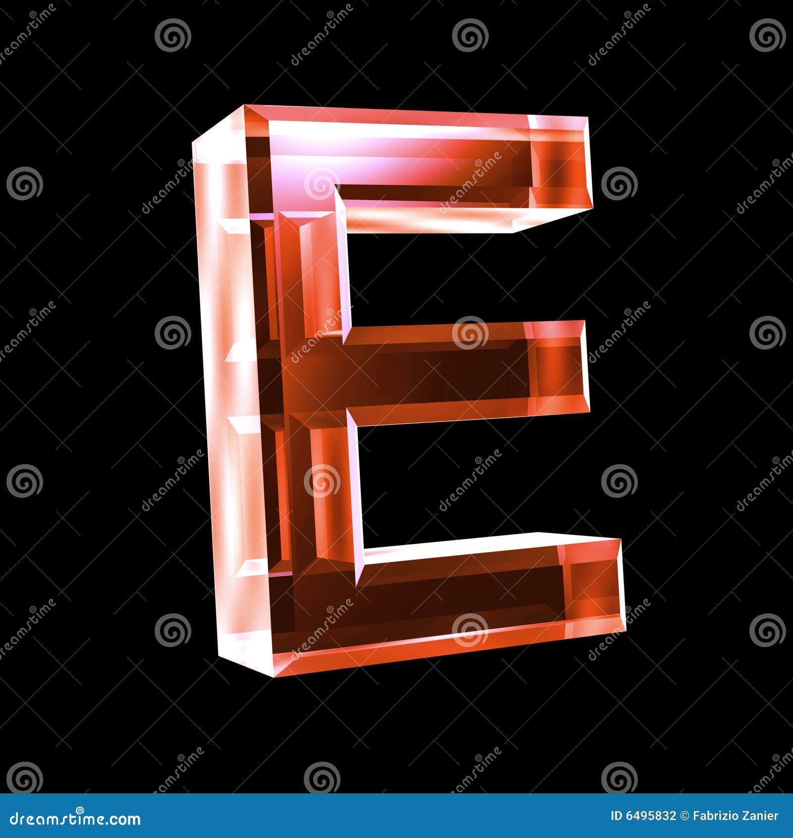 Letter E in red glass 3D stock illustration. Illustration of separated ...