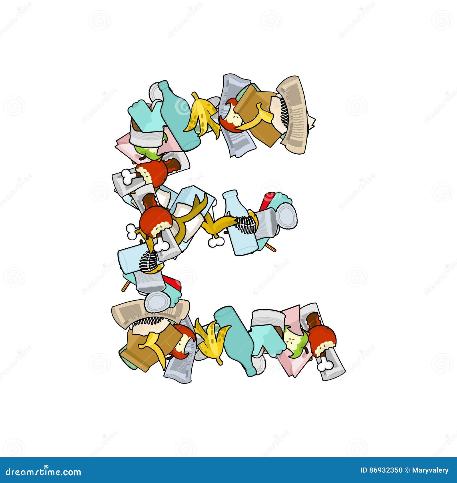 Letter E Rubbish. Trash Font. Garbage Alphabet Stock Vector ...