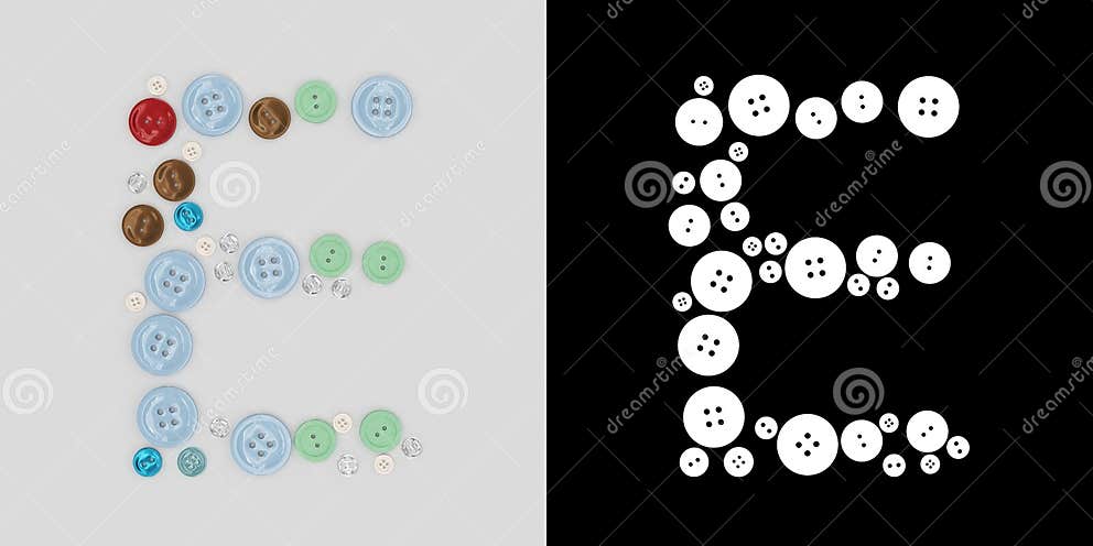 Letter E of Sewing Button Alphabet. Alphabet from Buttons . Letter from ...