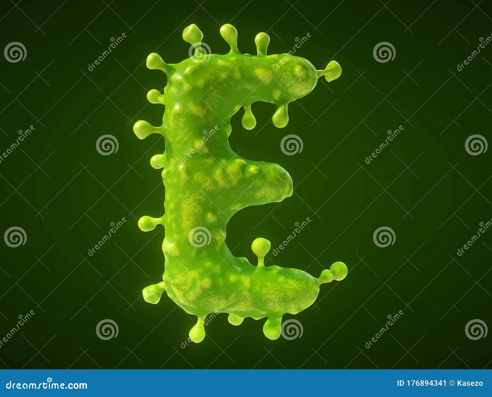 Letter E Shaped Virus or Bacteria Cell. 3D Illustration Stock ...