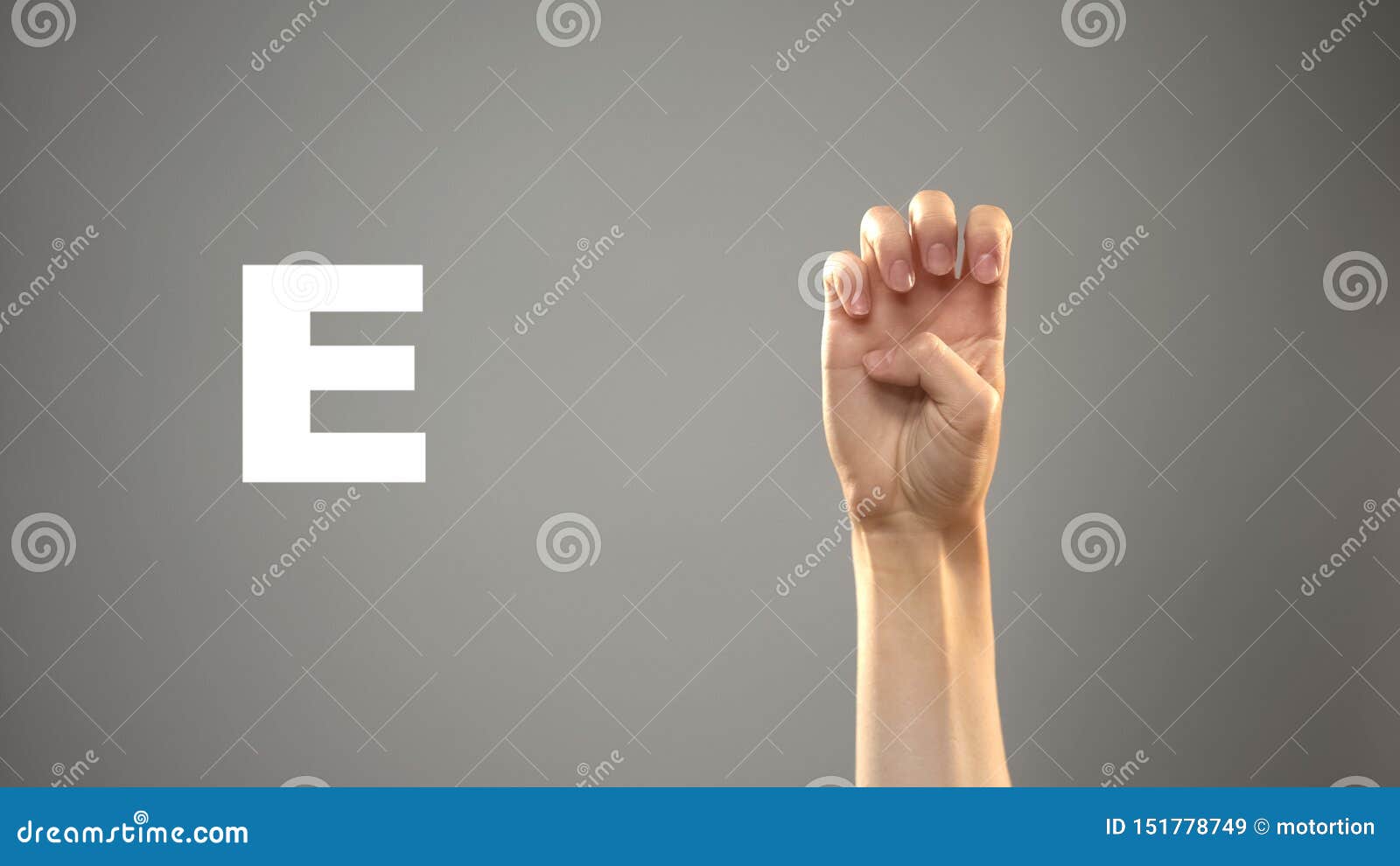 Letter E in Sign Language, Hand on Background, Communication for Deaf ...