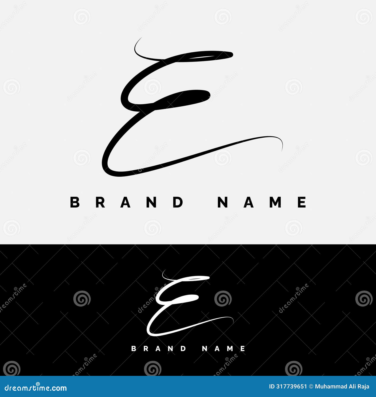 Letter E Signature Logo - Initial Alphabet for E - Handwritten E Logo ...