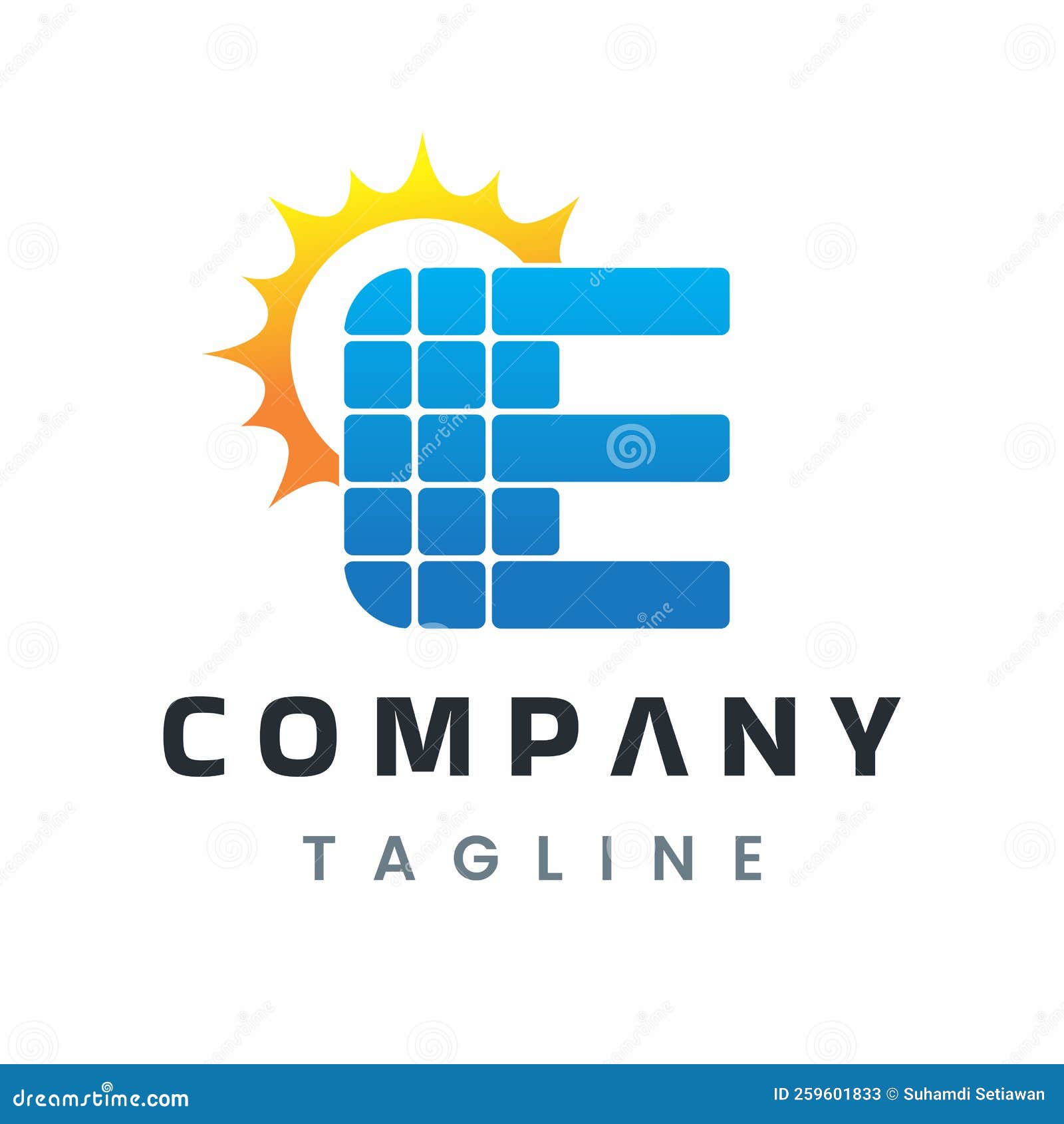 Letter E Solar Energy Logo, Solar Power Panel Design Stock Vector ...