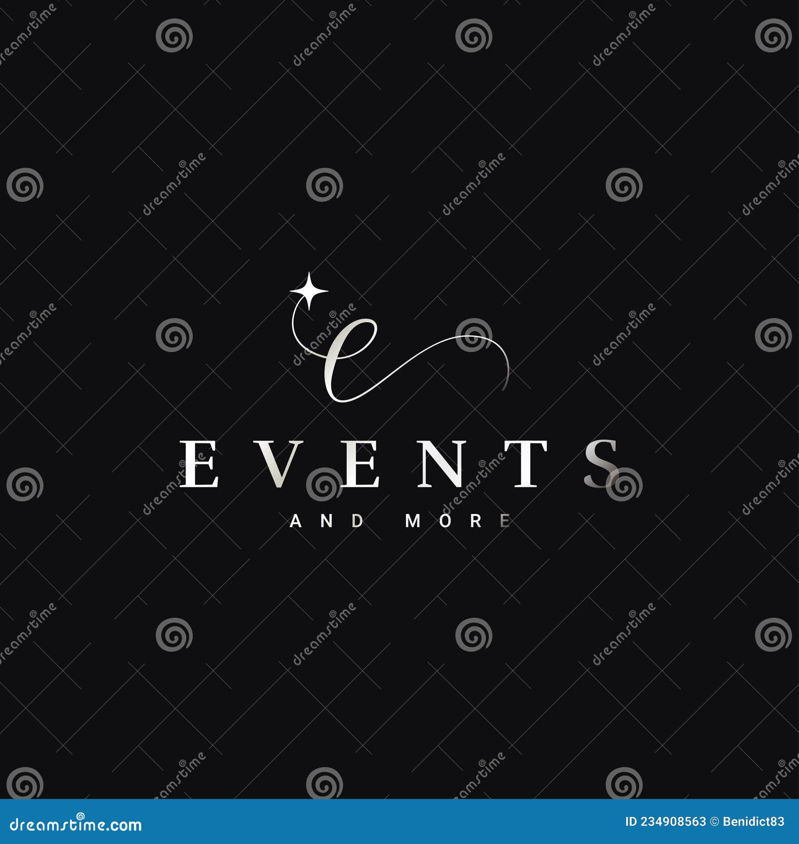Letter E with Star Logo. Events Concept on Black Stock Vector ...