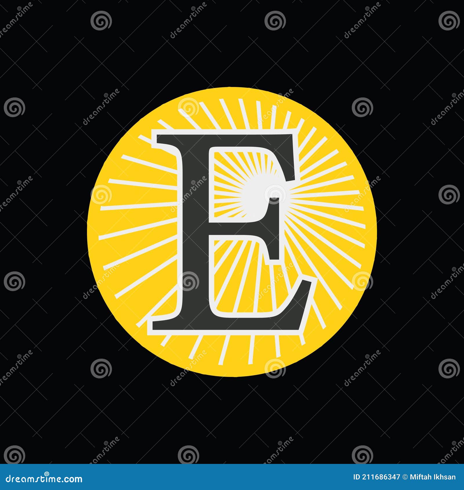 Letter E in Sunlight Alphabetic Design Stock Vector - Illustration of ...