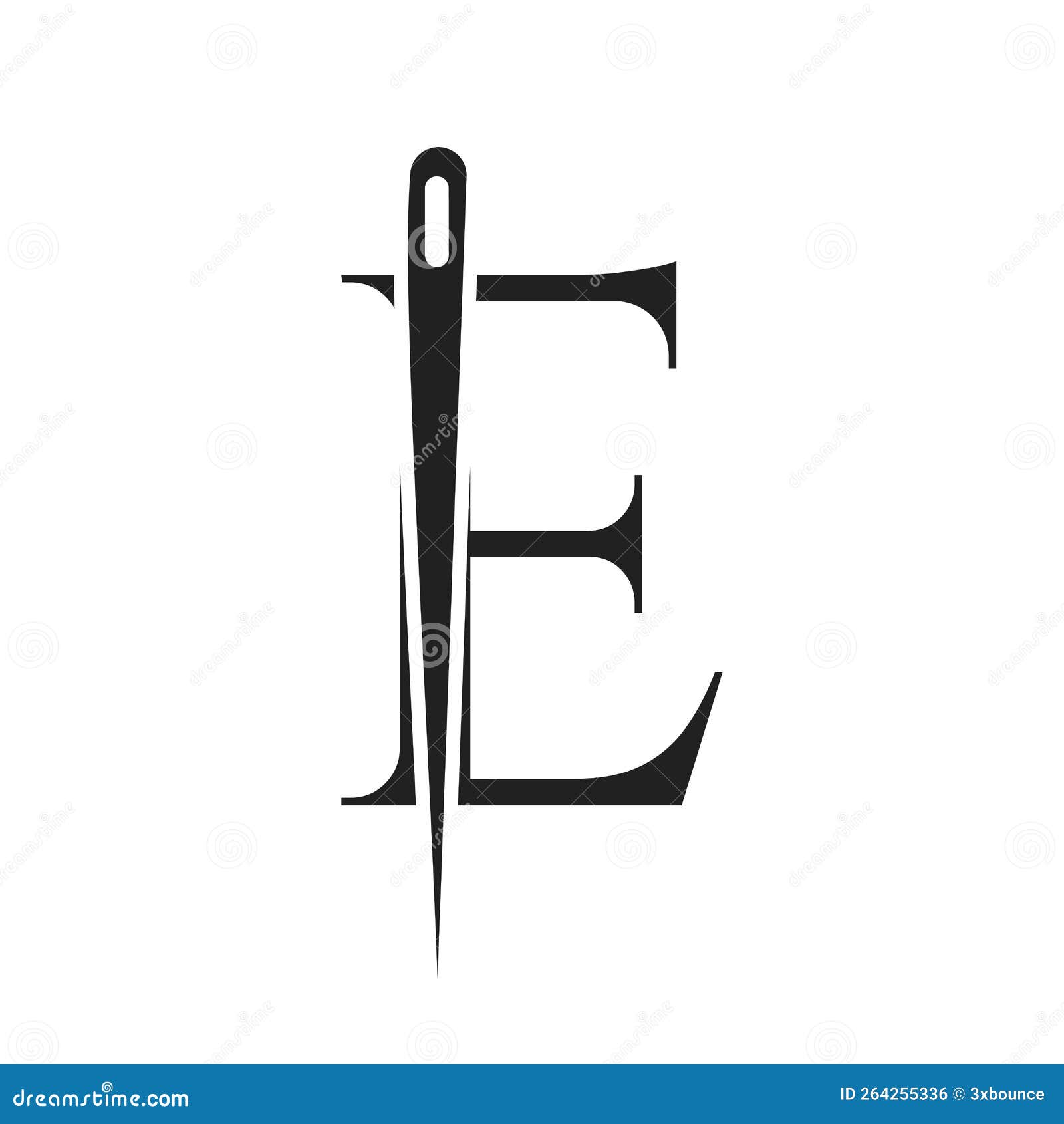 Letter E Tailor Logo, Needle and Thread Combination for Embroider ...