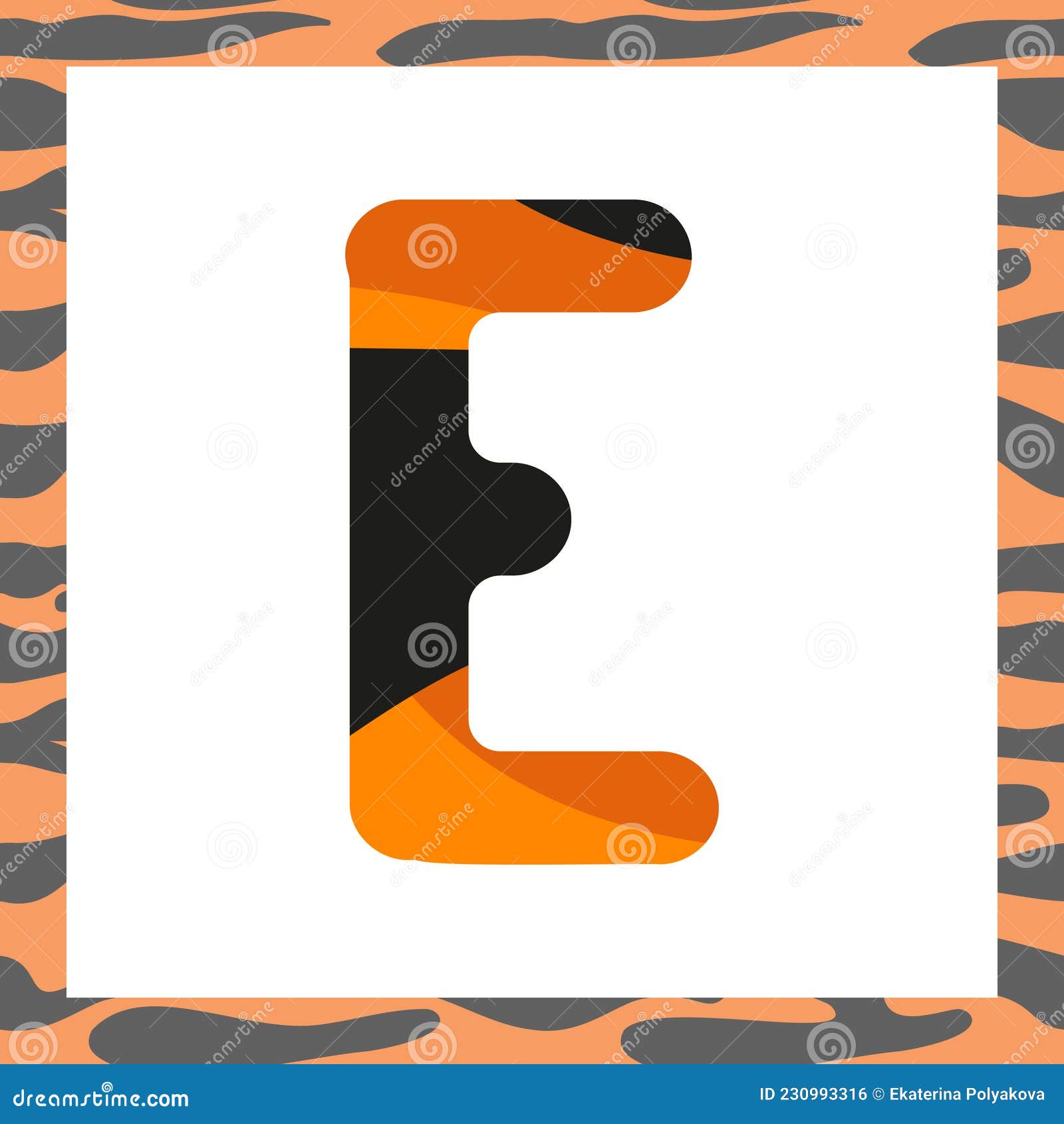 Letter E with Tiger Pattern Stock Vector - Illustration of print ...
