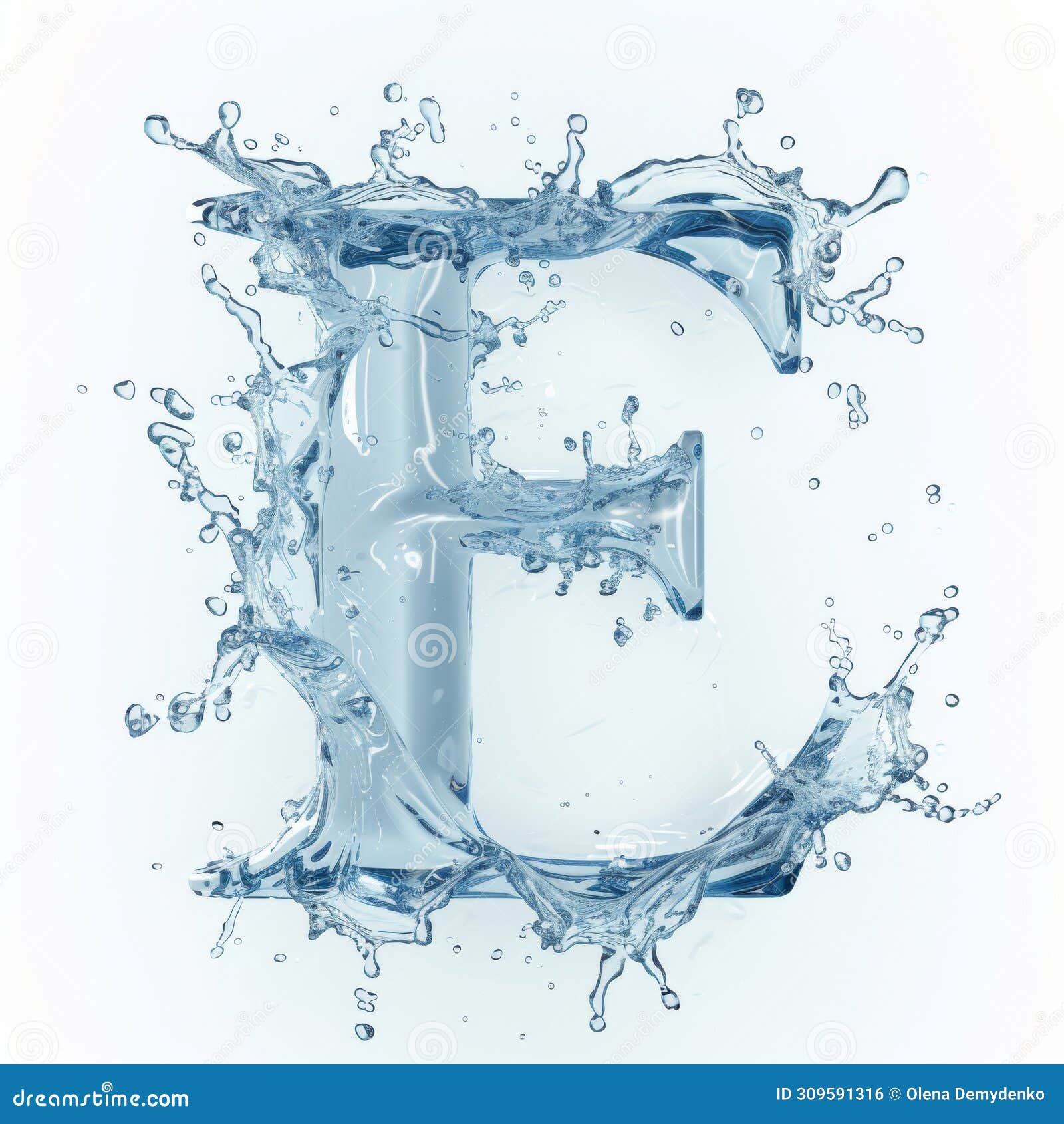 Letter E. Water Splashes Alphabet Isolated on a White Background Stock ...