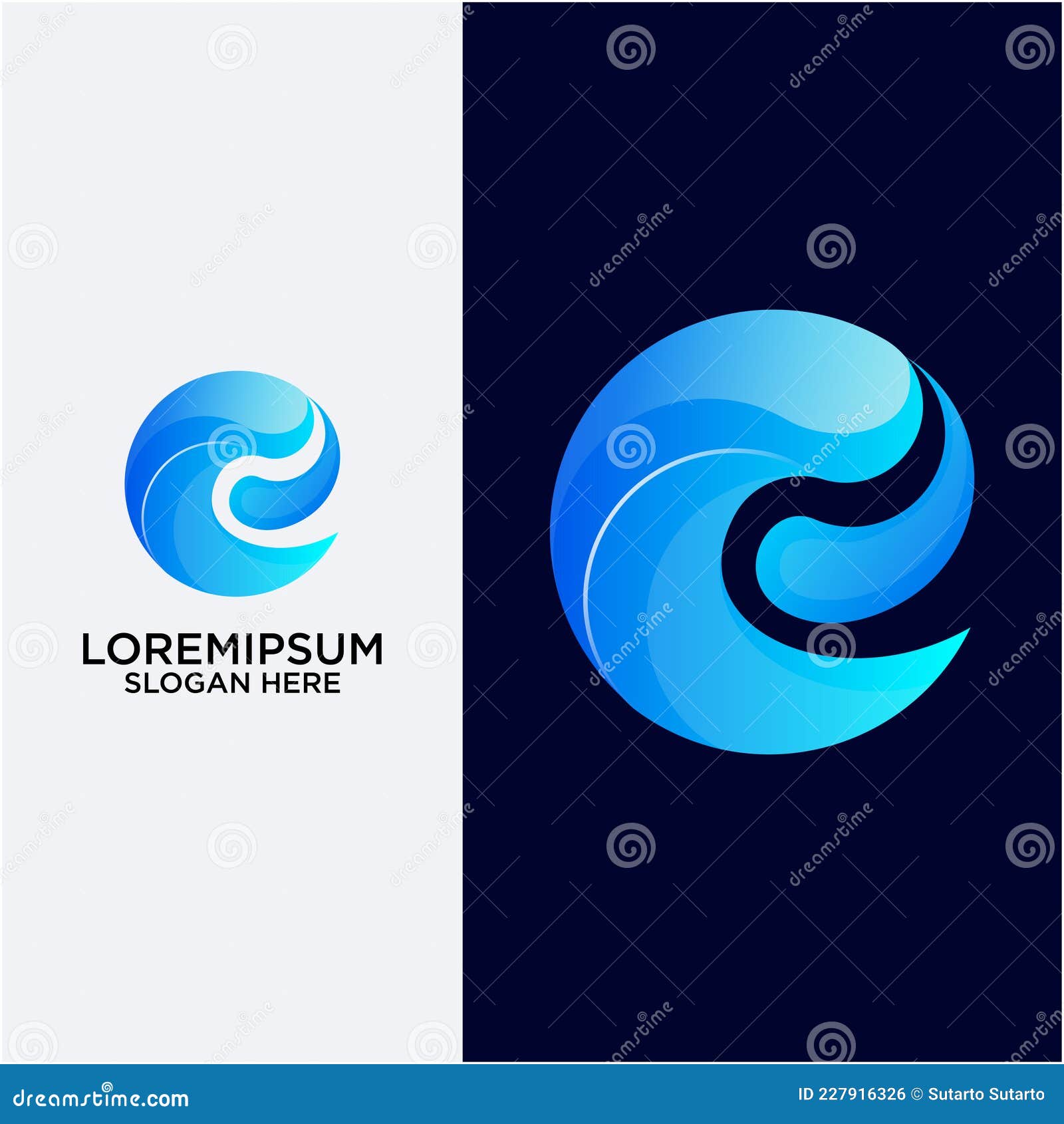 Letter E with Wave Logo Design Stock Illustration - Illustration of ...