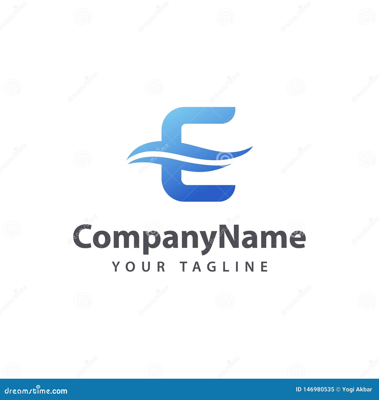 Letter E Wave Logo Design Template Stock Vector - Illustration of flow ...