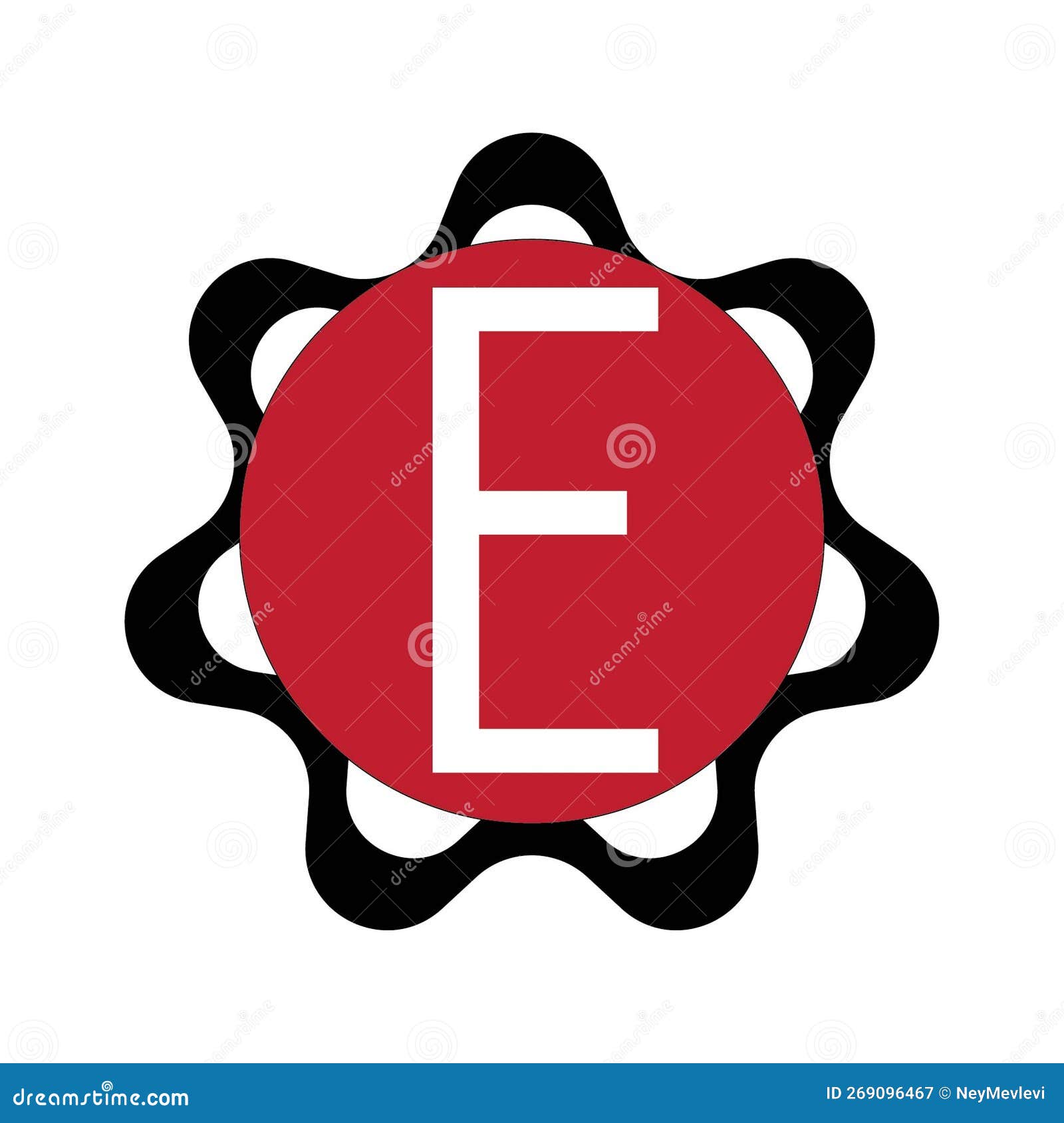 Letter E White Color with Red Circle and Black Waves Stock Illustration ...