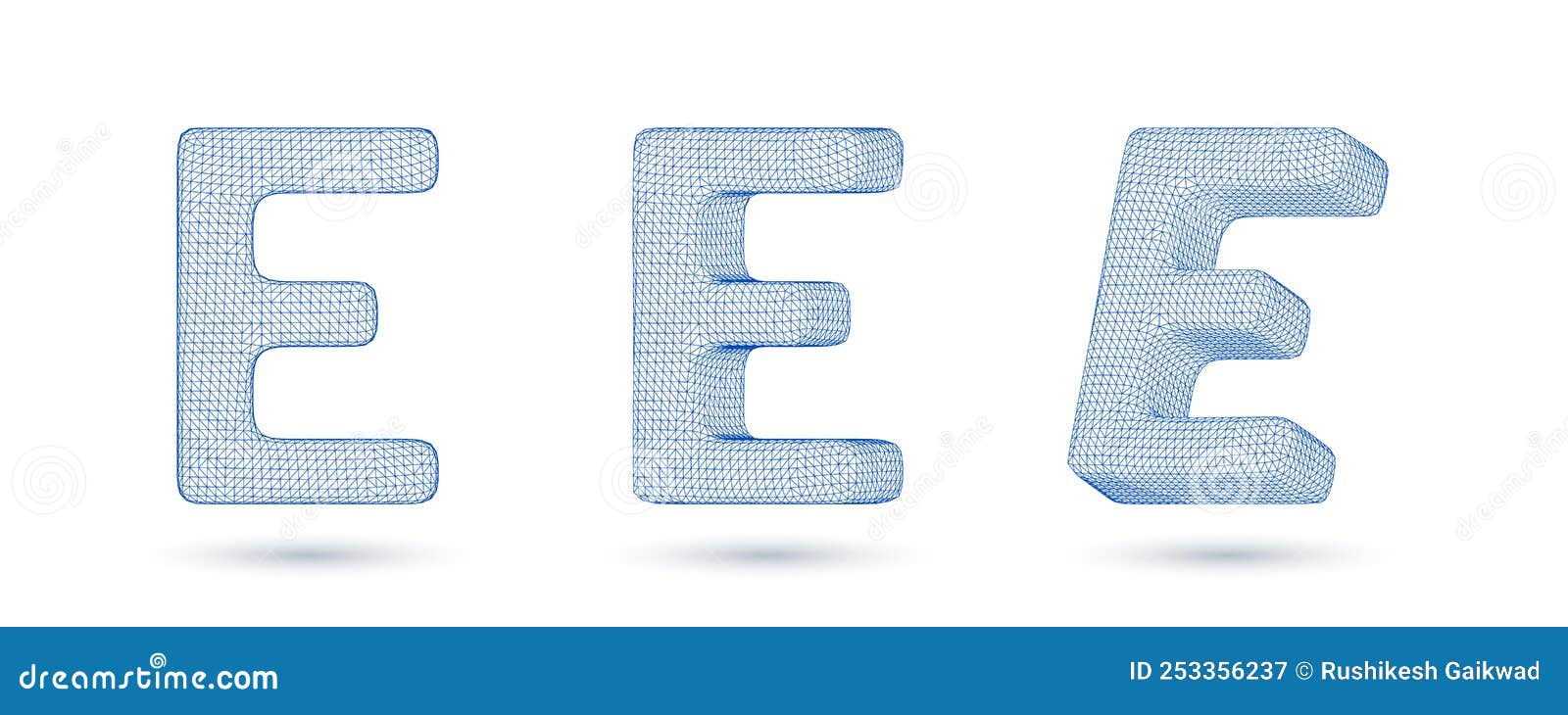 Letter E Wireframe High Polygonal Outline Low Poly Style Vector Design ...