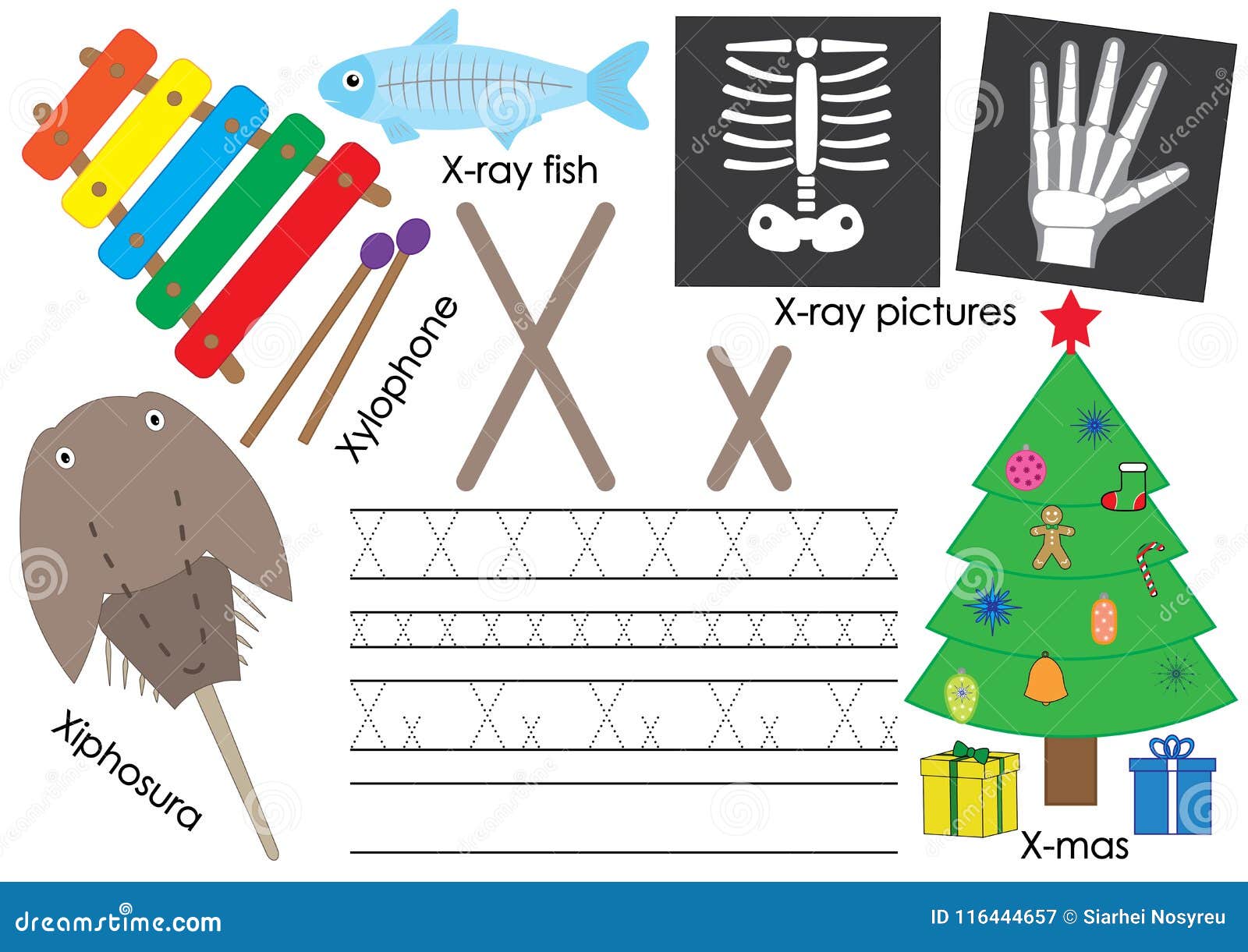 Letter X. Education for Children Stock Vector - Illustration of book ...