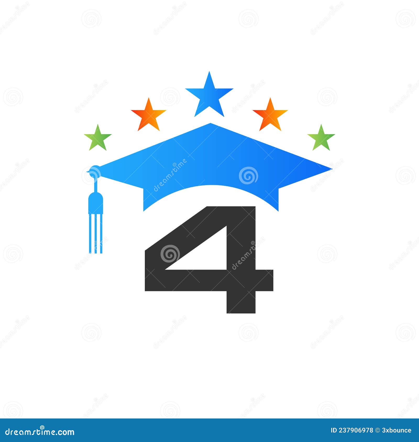 Letter 4 Education Logo Initial Graduation Cap Concept. Education Logo ...