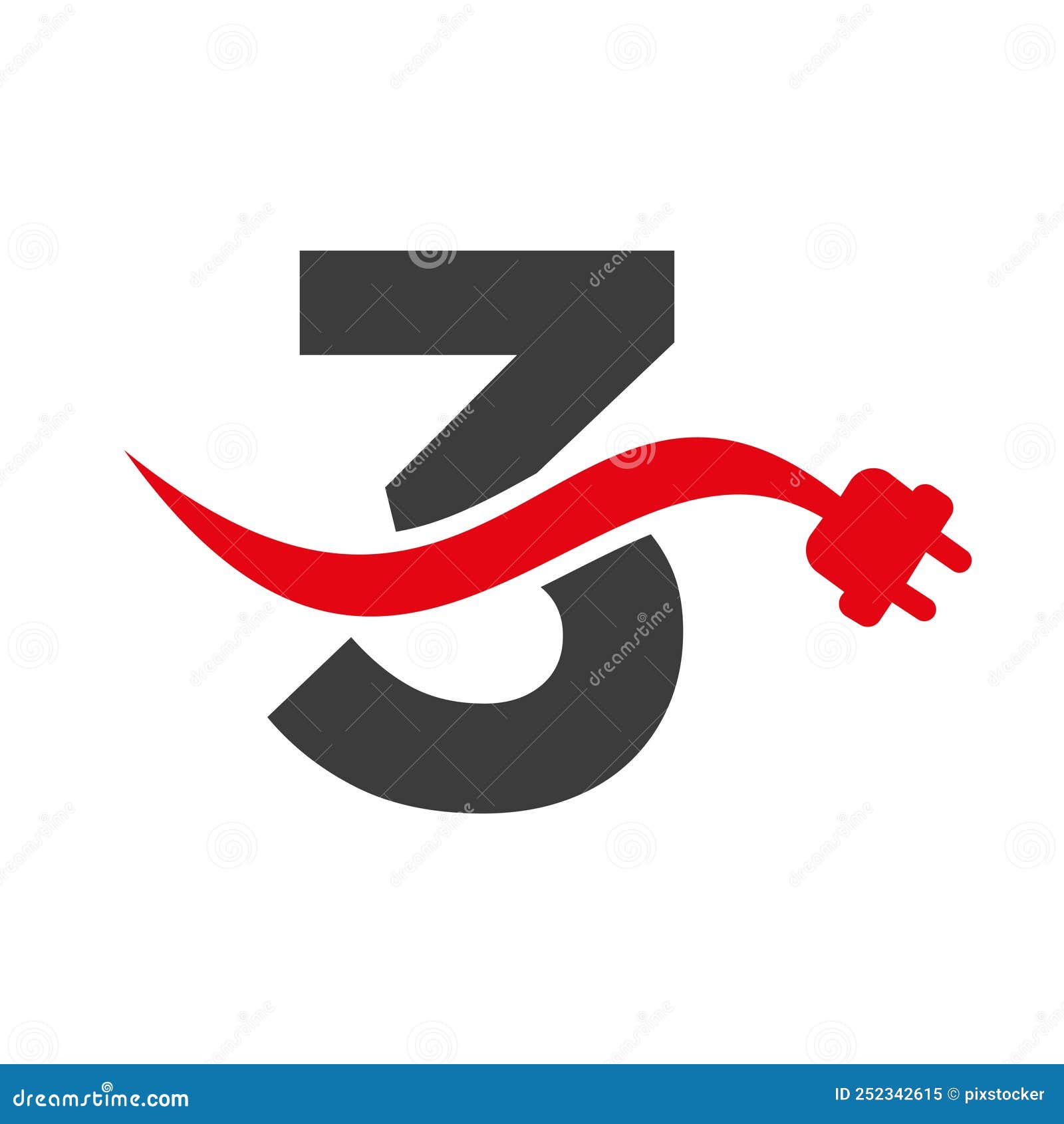 Letter 3 Electricity or Electrical Logo Concept with Electric Plug ...