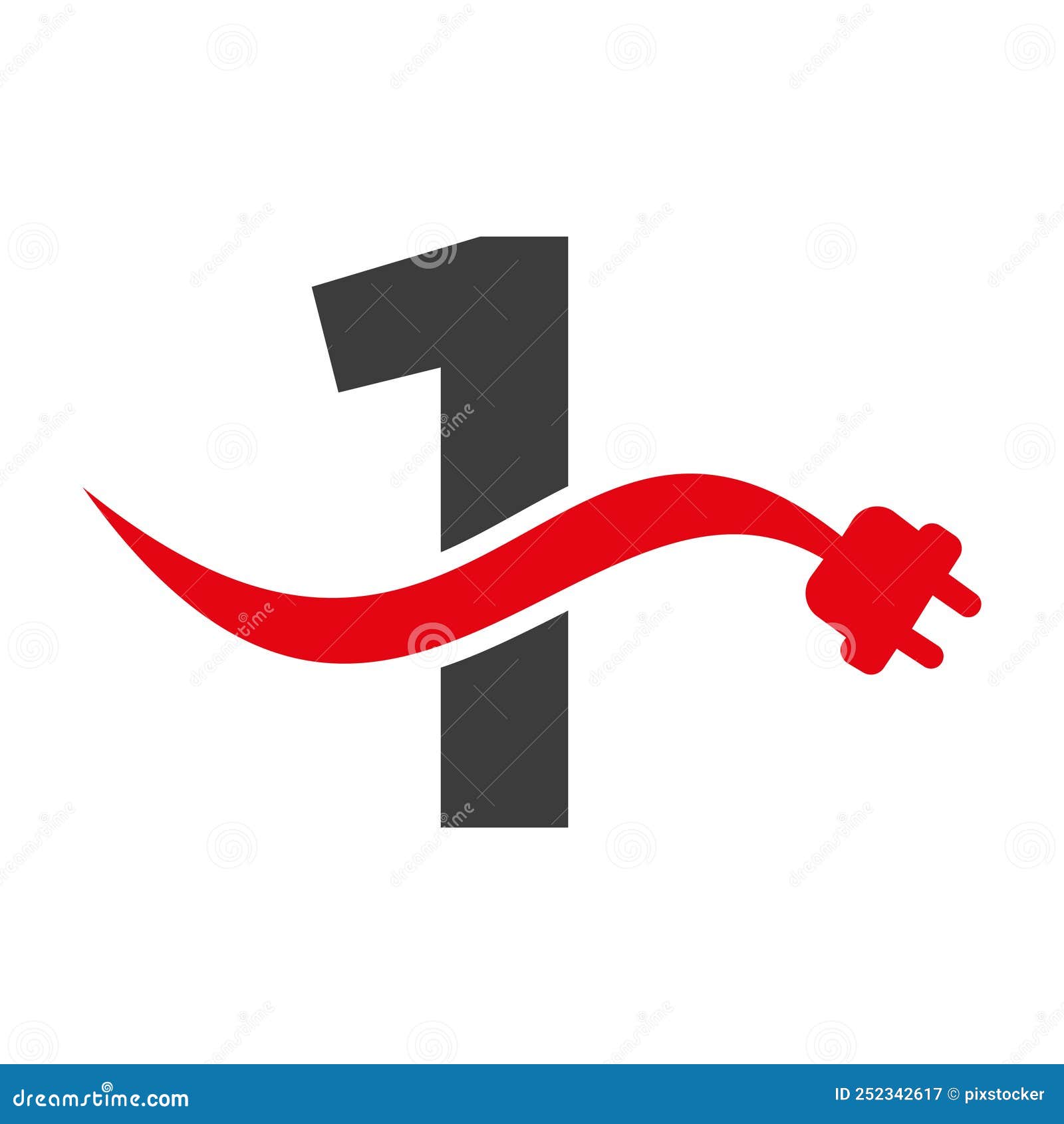 Letter 1 Electricity or Electrical Logo Concept with Electric Plug ...