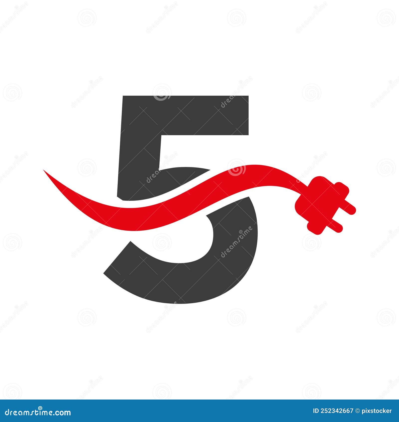 Letter 5 Electricity or Electrical Logo Concept with Electric Plug ...