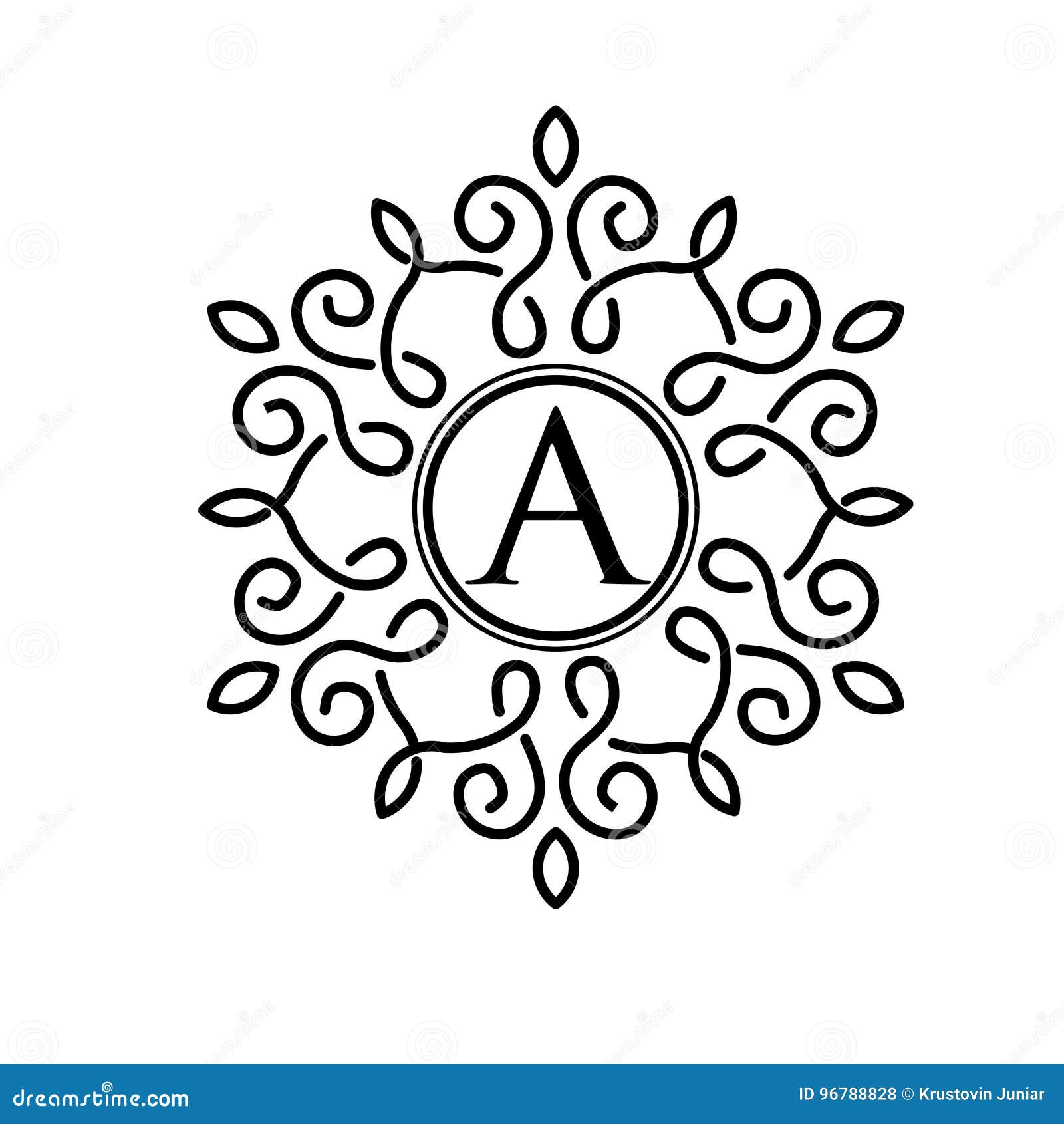 Letter a with Elegant Frame Vector Design Stock Vector - Illustration ...