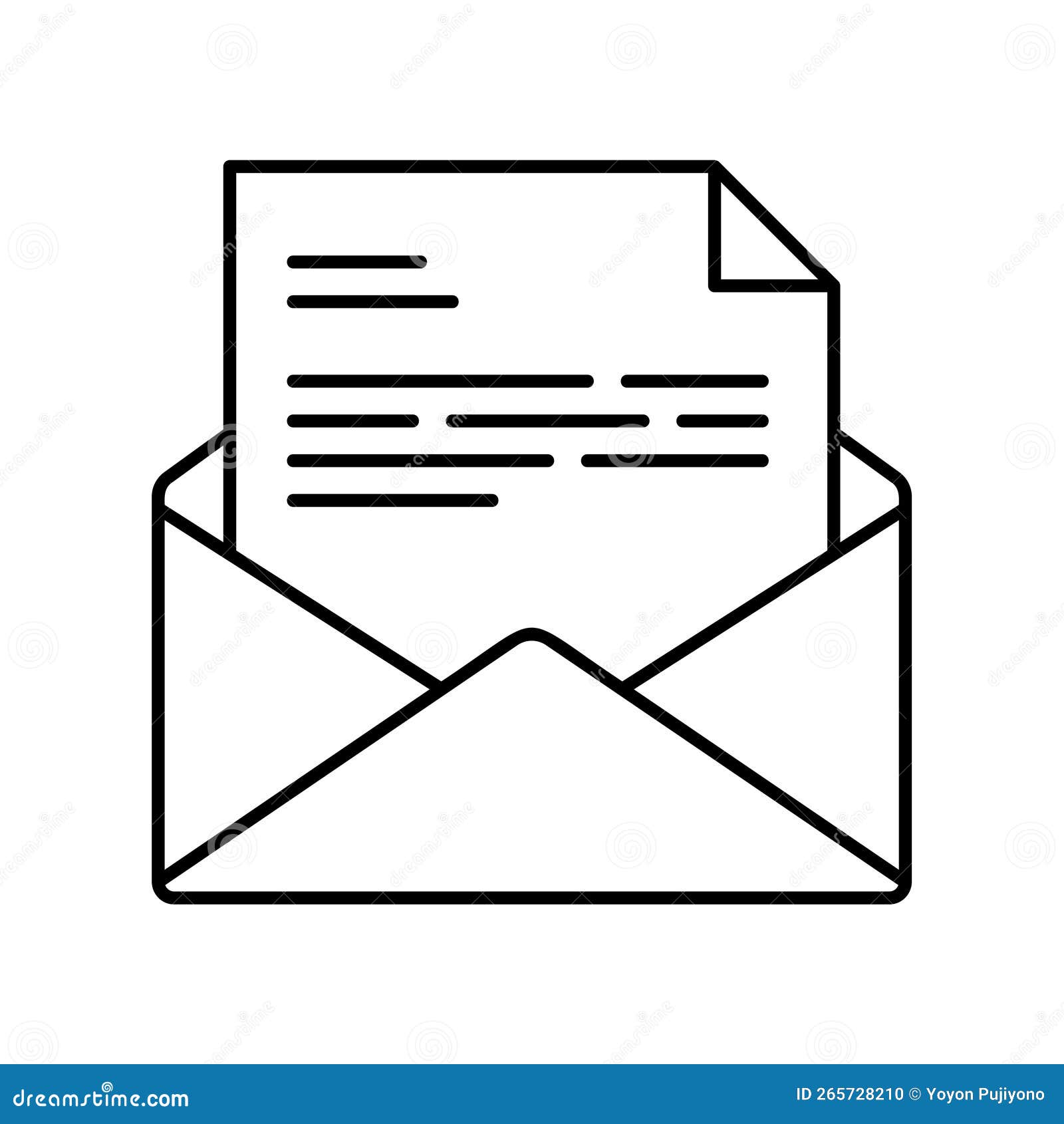 Letter or Email Icon in an Open Envelope Filled with Text Stock Vector ...