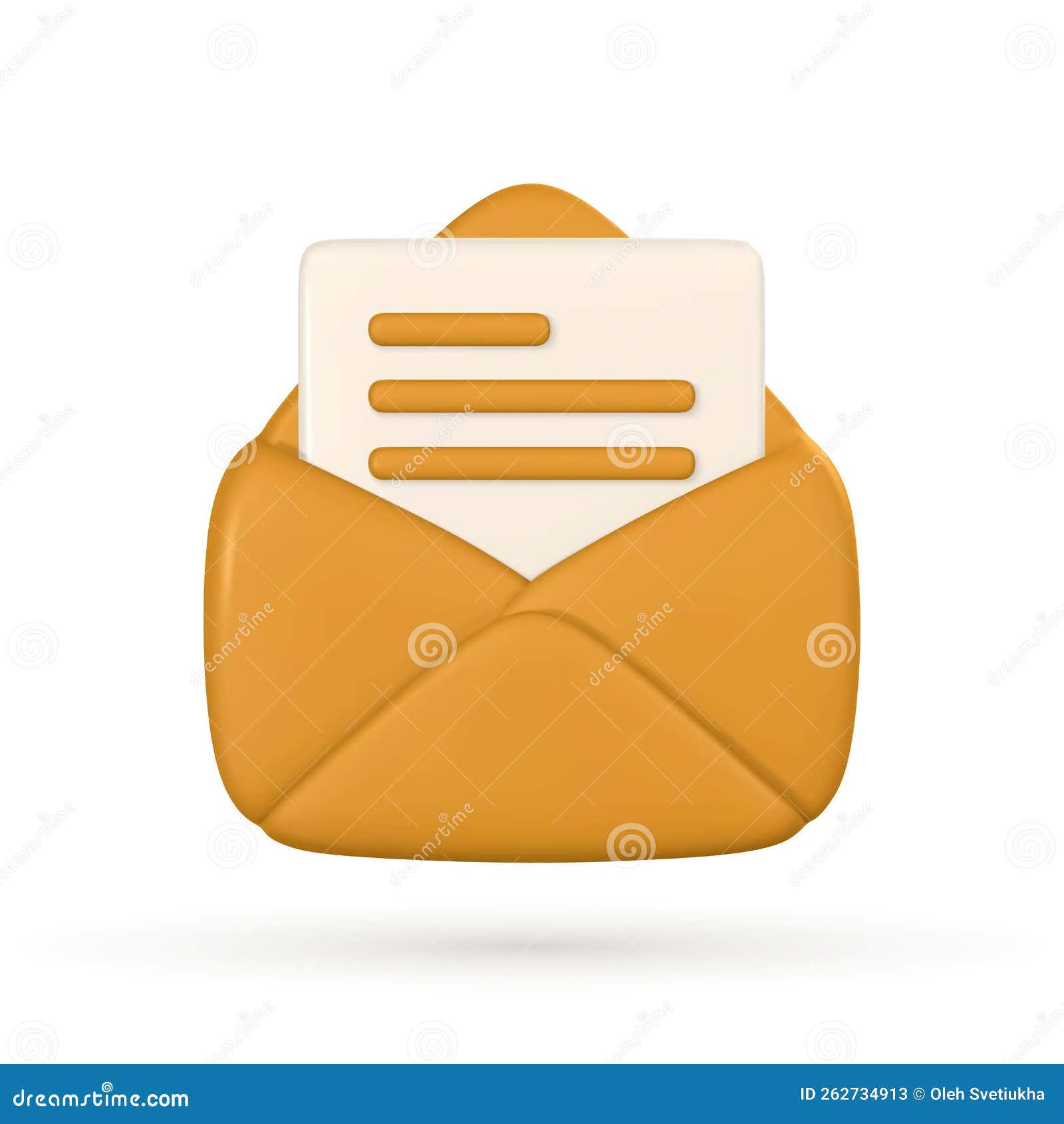Letter in Envelope. 3d Realistic Mail Envelope. Incoming Mail Notify ...