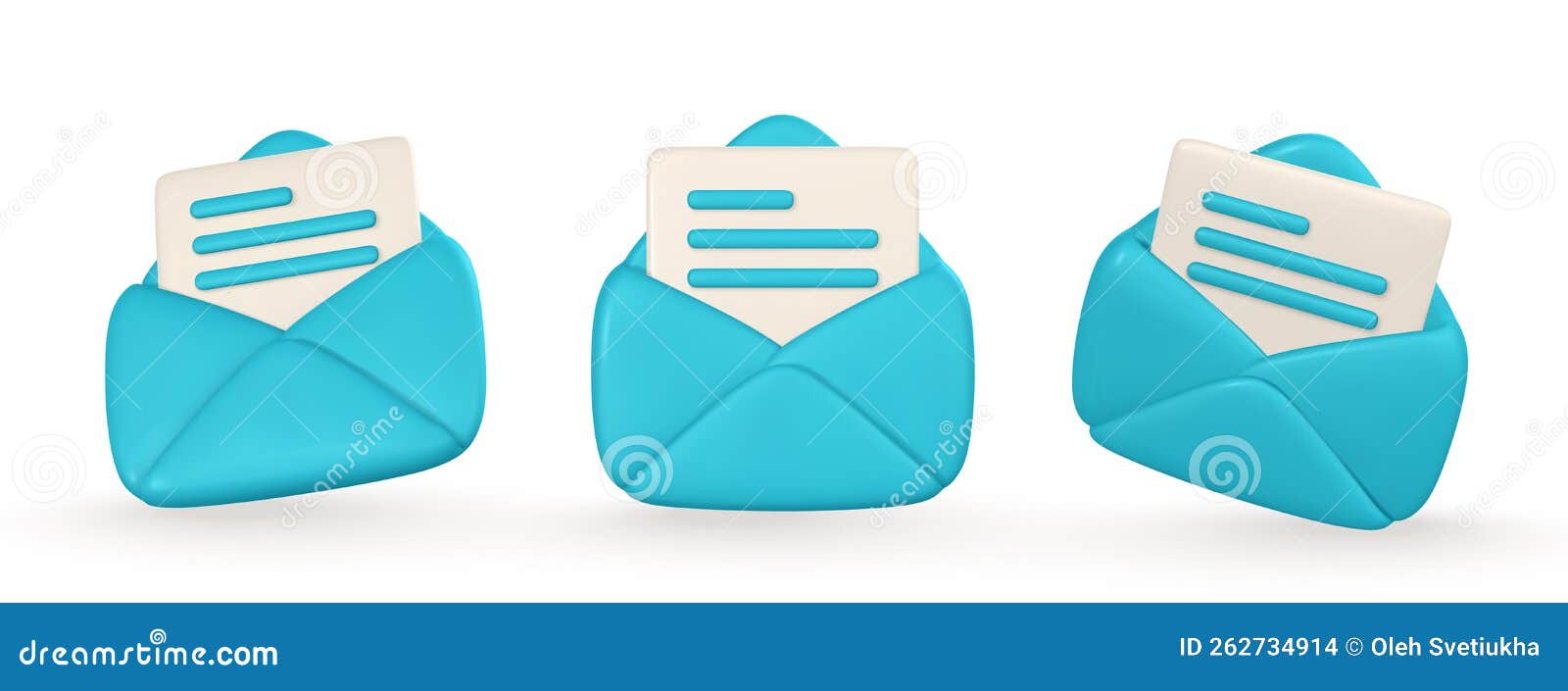 Letter in Envelope. 3d Realistic Mail Envelope. Incoming Mail Notify ...