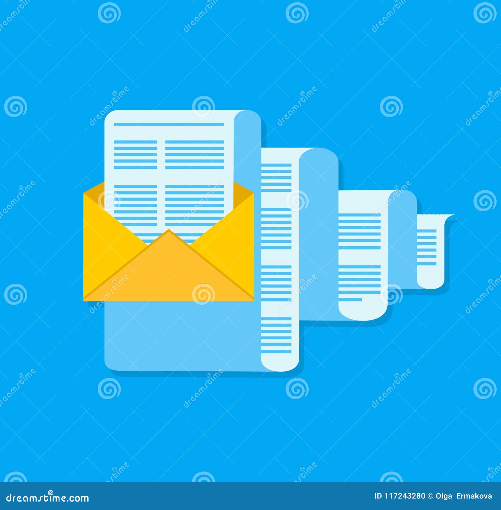 Letter in the Envelope. Email Marketing Concept. Vector Illustration ...