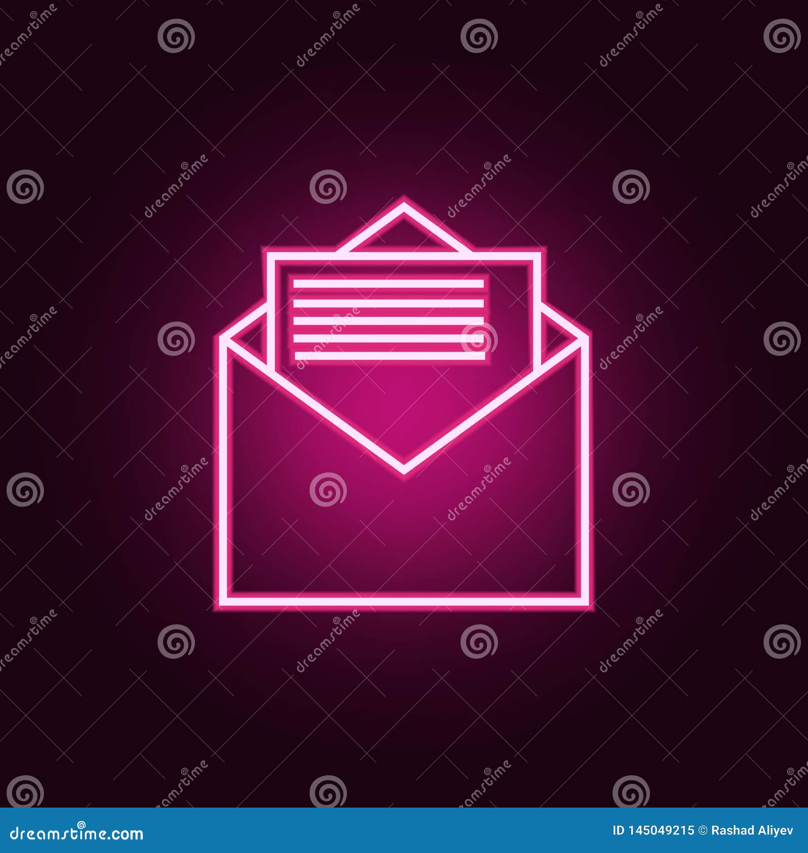 Letter in Envelope Icon. Elements of Web in Neon Style Icons Stock ...