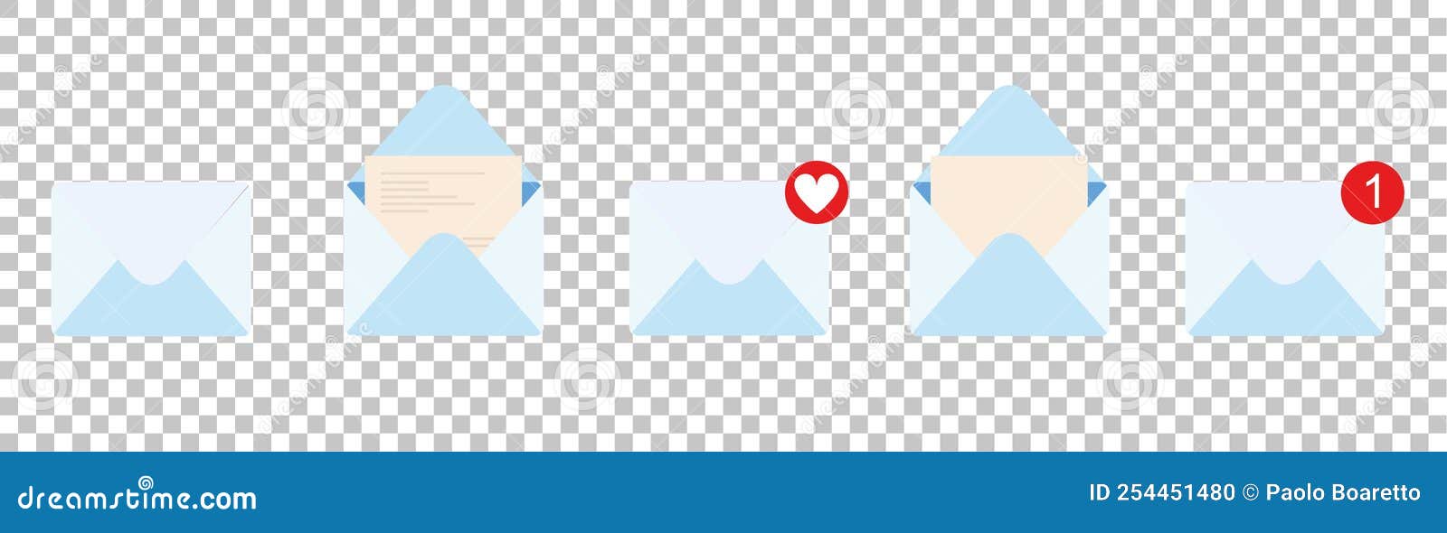 Letter Envelope with Paper Document Vector Illustration. Closed, Open ...