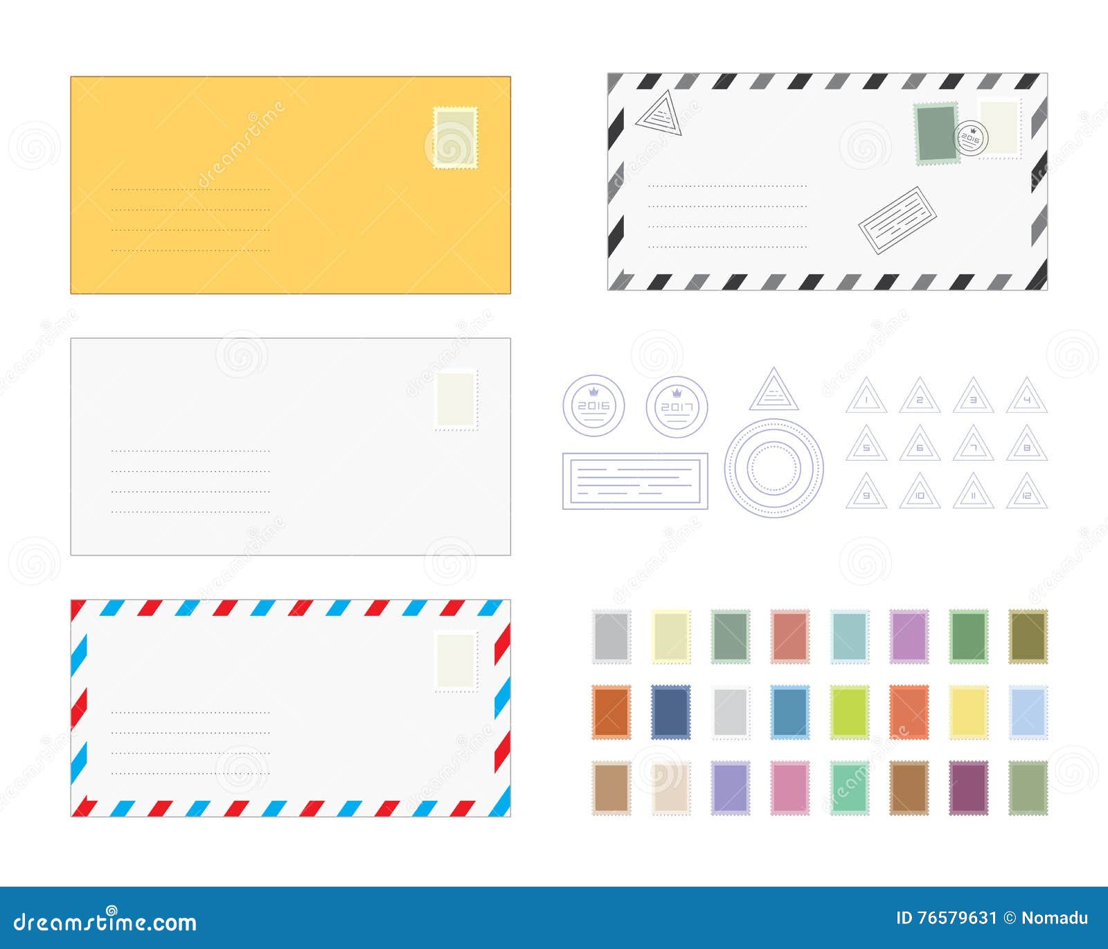 Letter Envelope Templates Set Stock Vector - Illustration of symbol ...