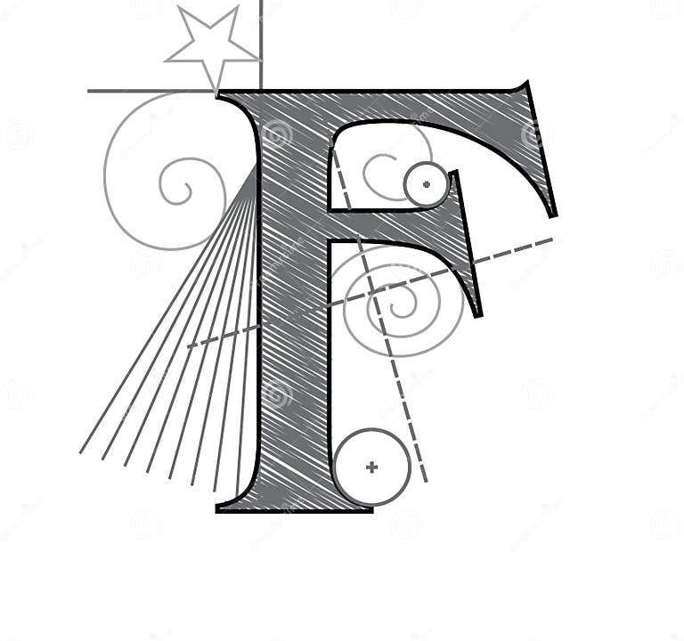 Letter F stock vector. Illustration of drawing, engineering - 7690514