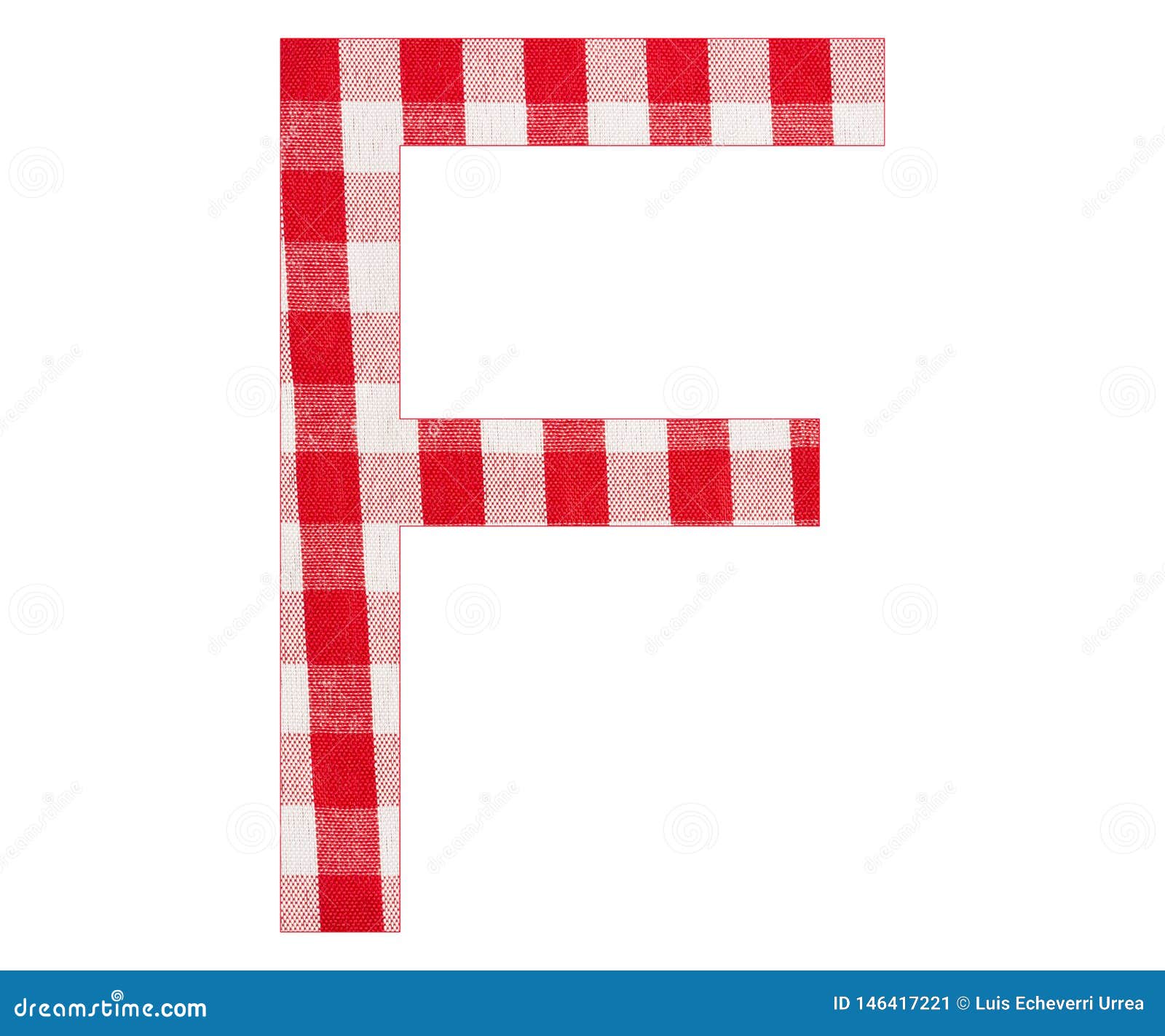 Letter F of the Alphabet - Red Checkered Fabric Tablecloth - White ...