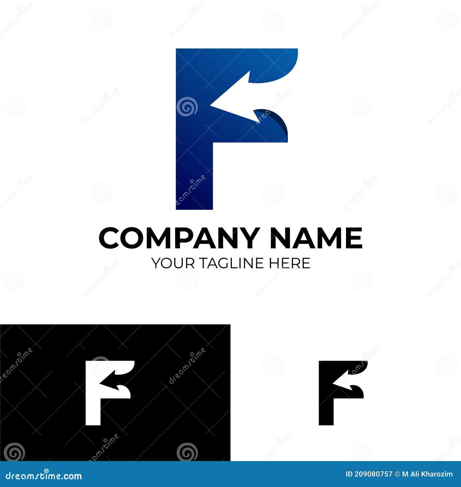 Letter F Arrow Logo Template Design with Gradient Blue Color. Vector ...