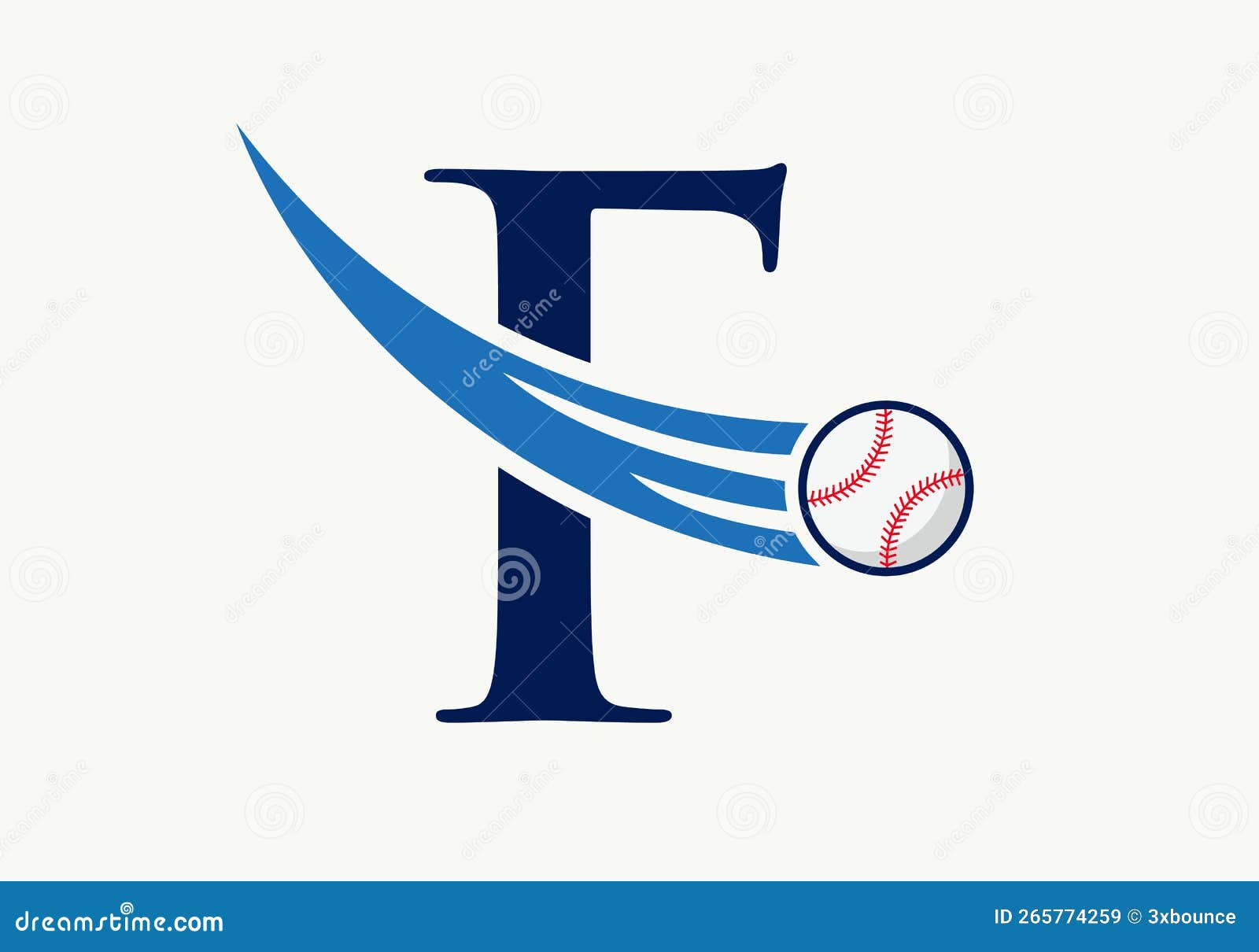 Letter F Baseball Logo Concept with Moving Baseball Icon Vector ...