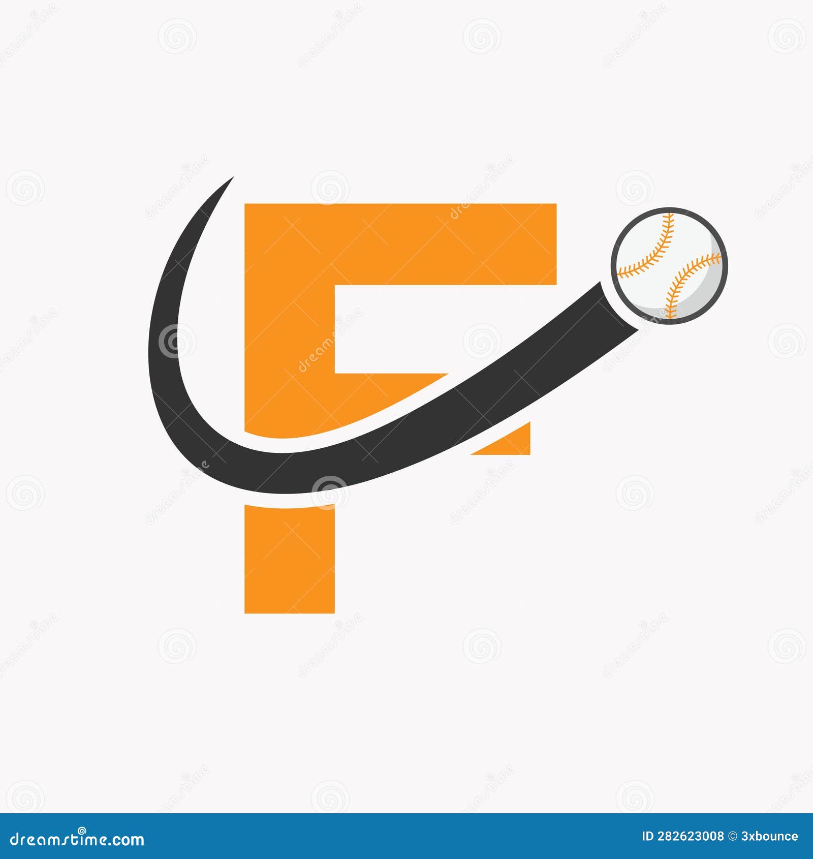 Letter F Baseball Logo Concept with Moving Baseball Icon Vector ...