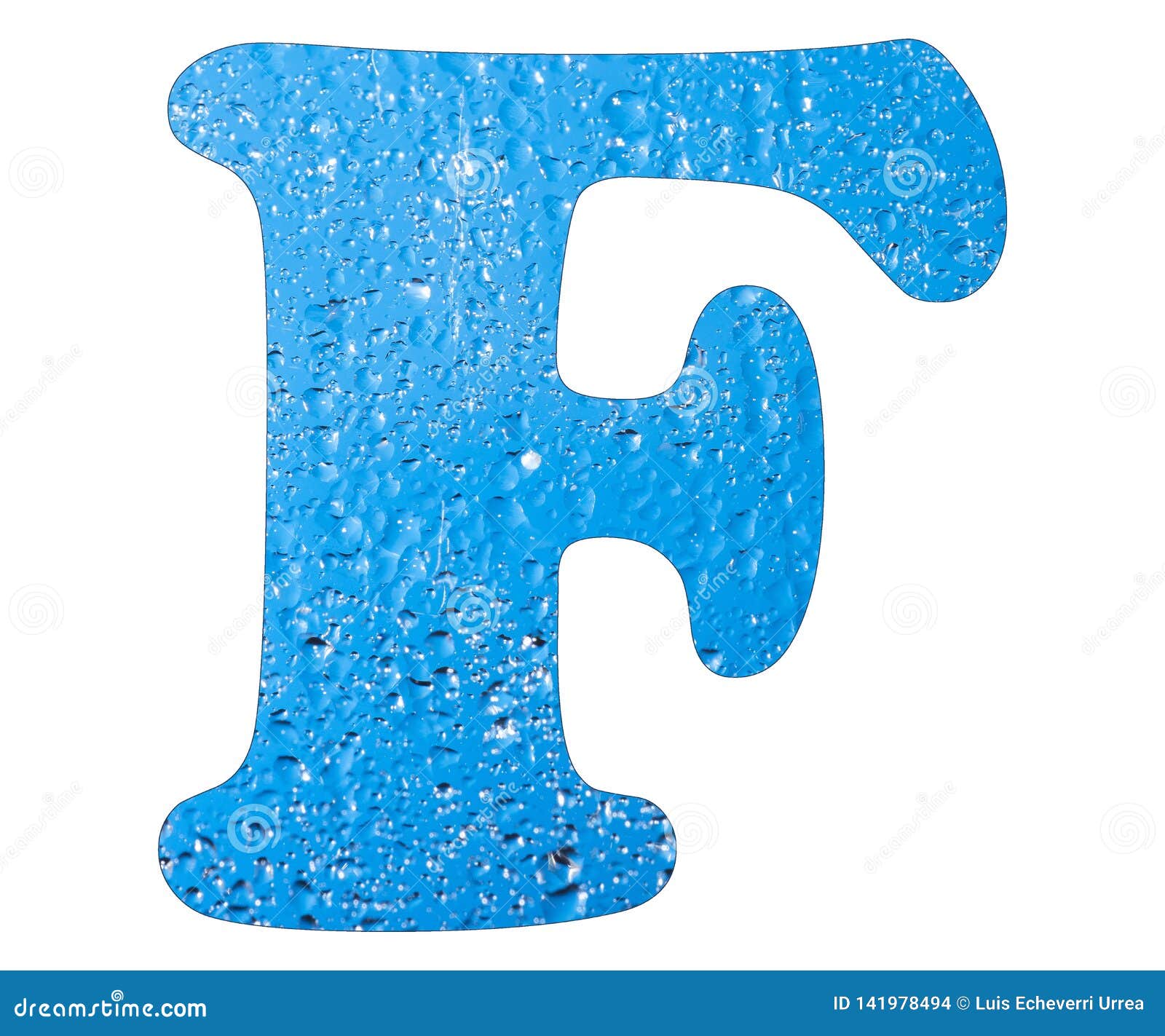 Letter F, Blue Water Drops - White Background Stock Illustration ...