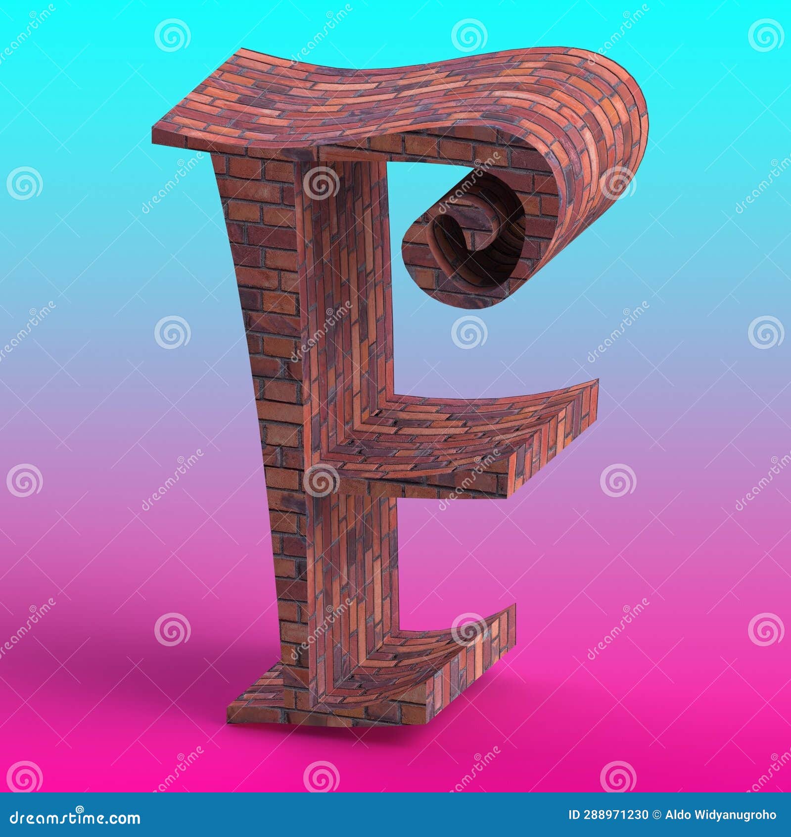 This is the Letter F with a Brick Texture Made with a 3D Program Stock ...