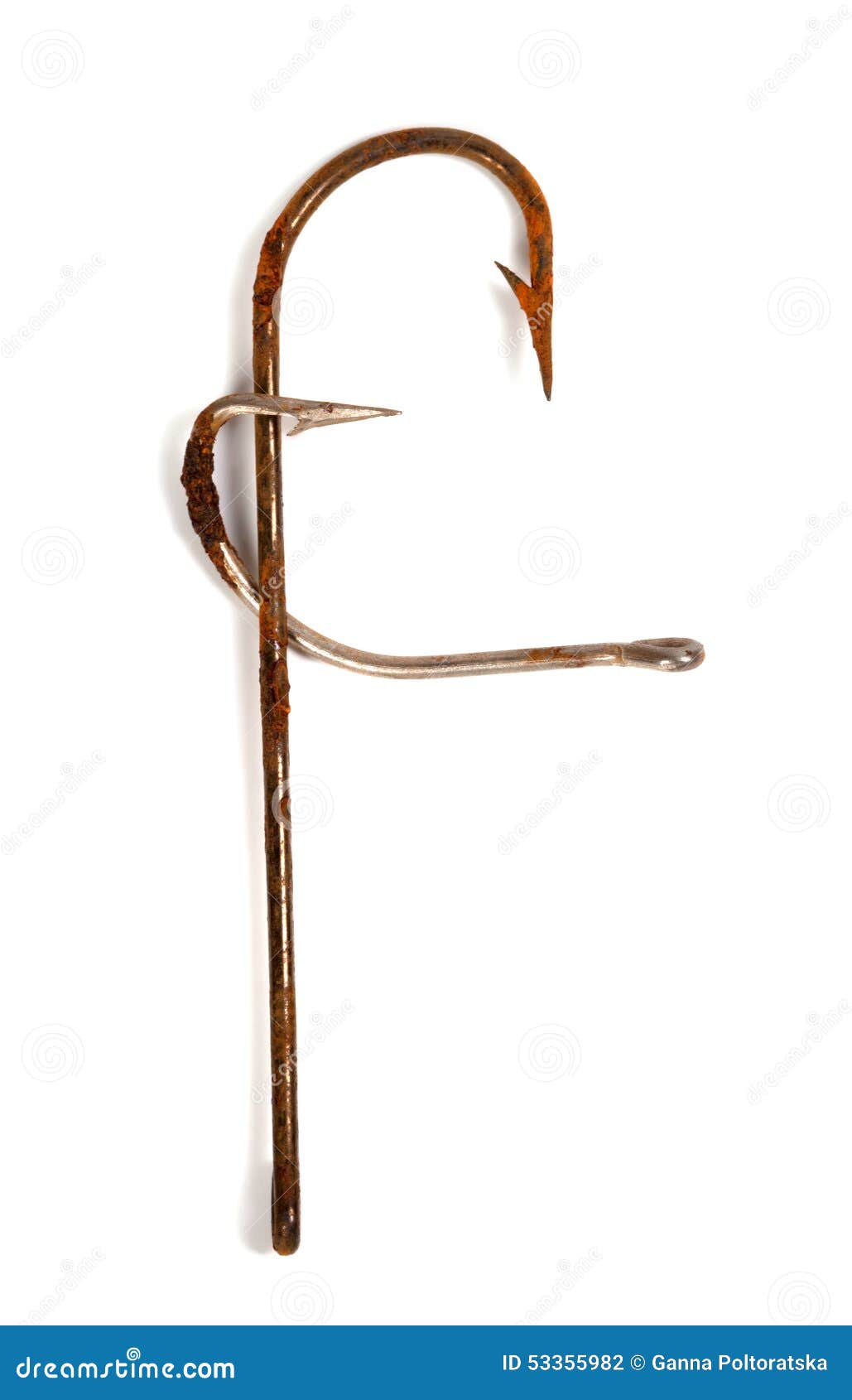 Letter F Composed of Old Rusty Fish Hooks Stock Photo - Image of object ...