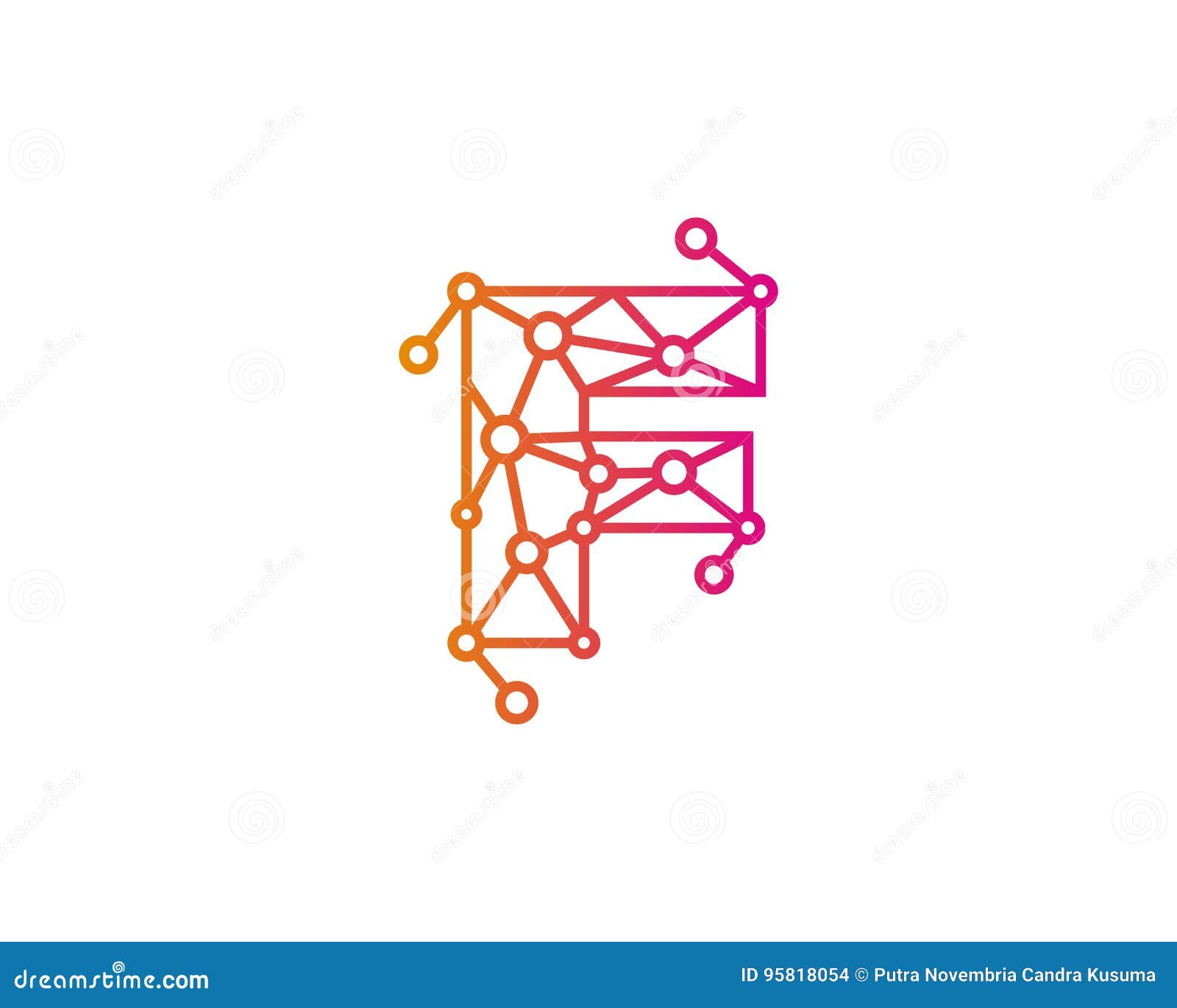 Letter F Connect Dot Network Icon Logo Design Element Stock Vector ...